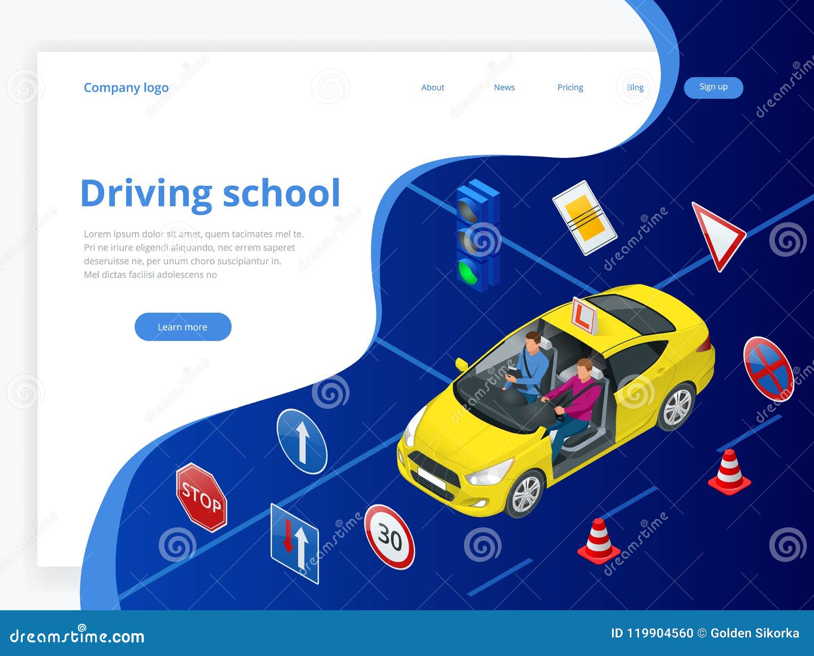 Design Concept Driving School or Learning To Drive. Flat Isometric ... Design Concept Driving School or Learning To Drive. Flat Isometric ...