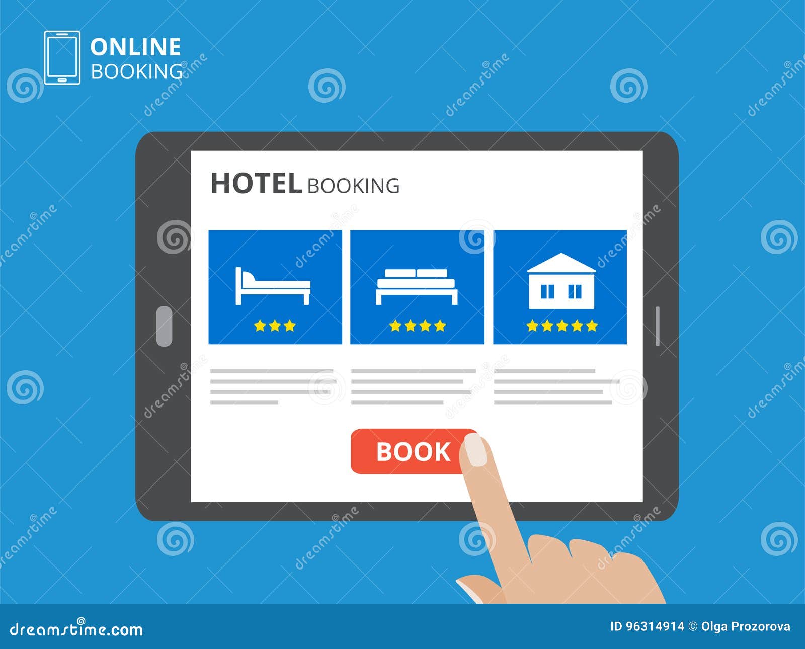 Design Concept of Hotel Booking Online. Tablet Computer with Hand ...