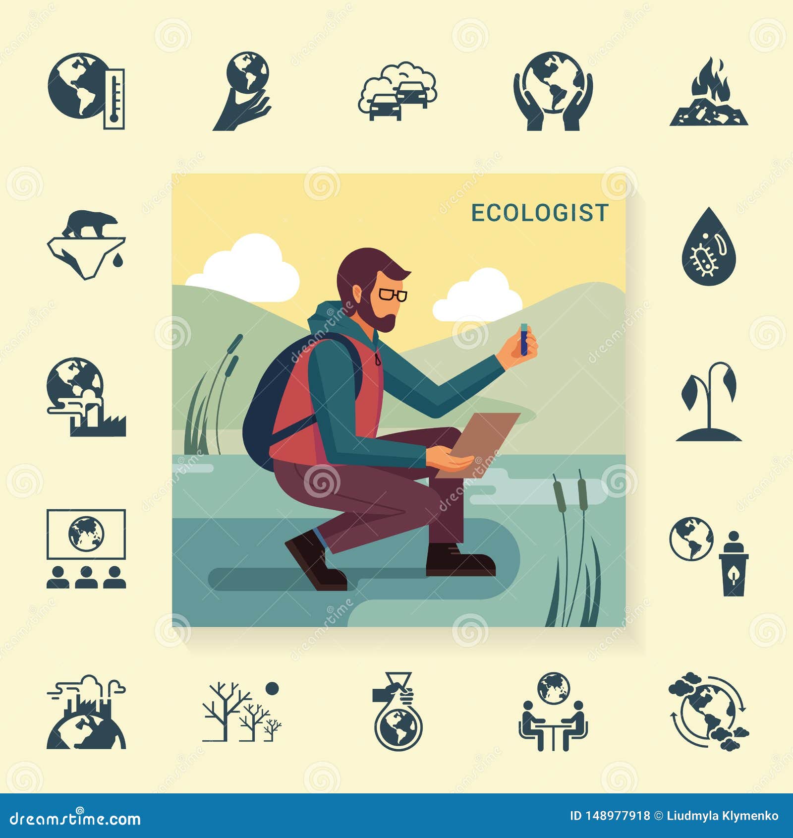 The Design Concept with the Image of a Bearded Man in Glasses and with ...