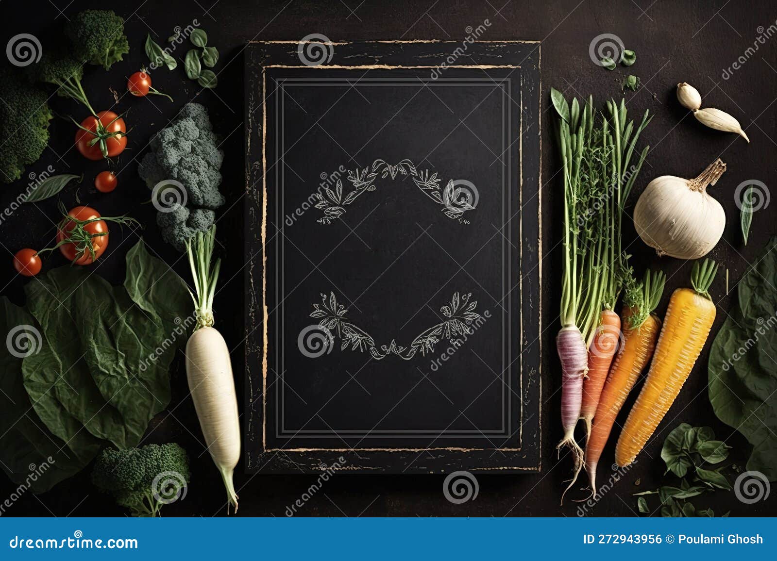 Design Concept for a Restaurant Menu. Text on a Black Board, Generative ...