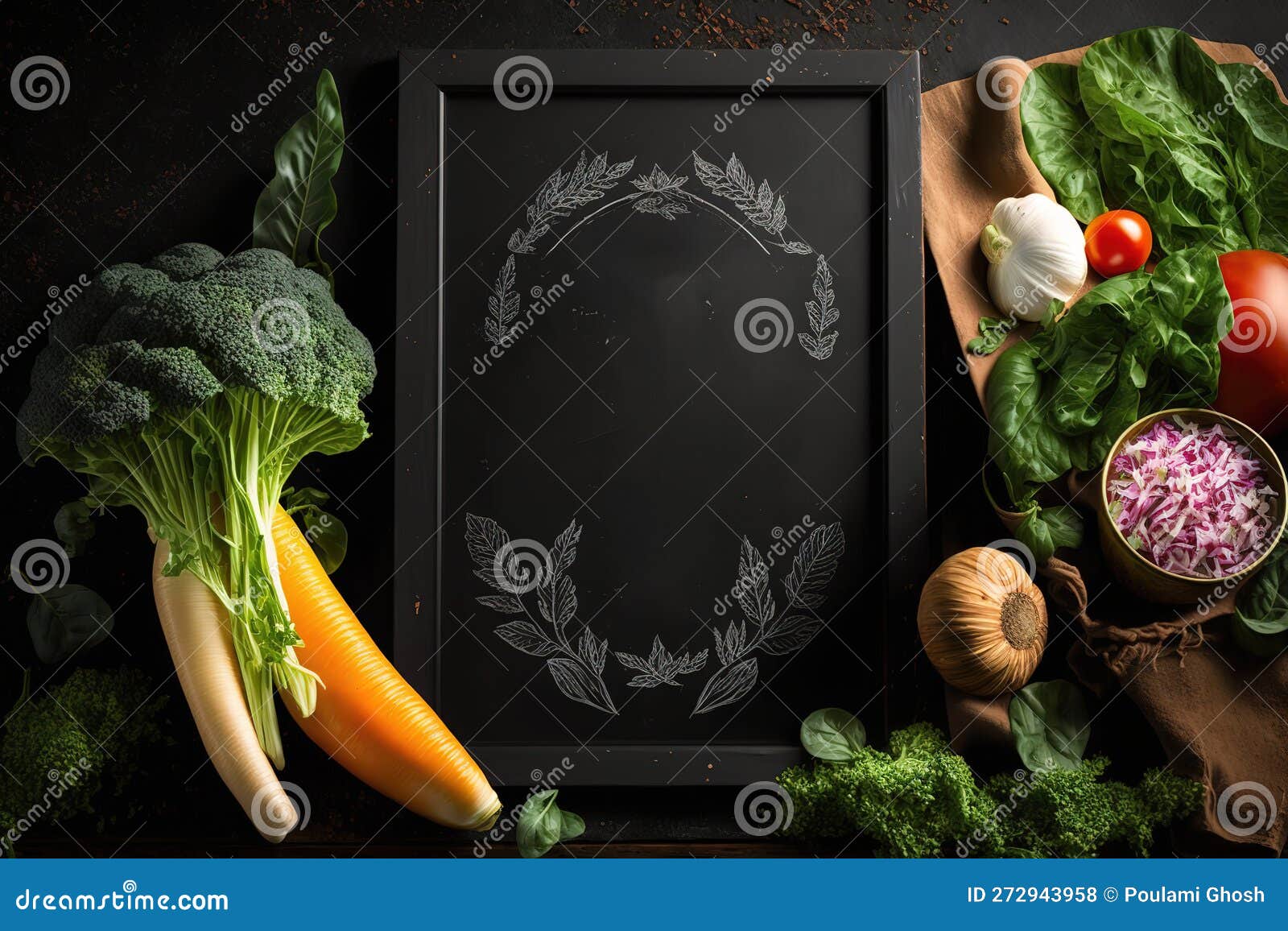 Design Concept for a Restaurant Menu. Text on a Black Board, Generative ...
