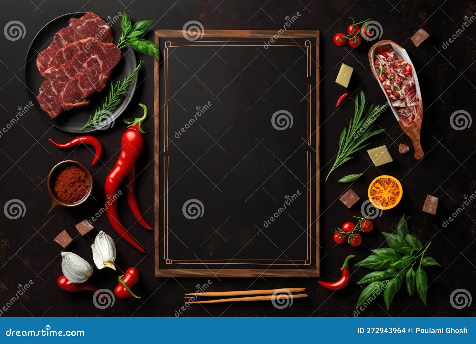 Design Concept for a Restaurant Menu. Text on a Black Board, Generative ...