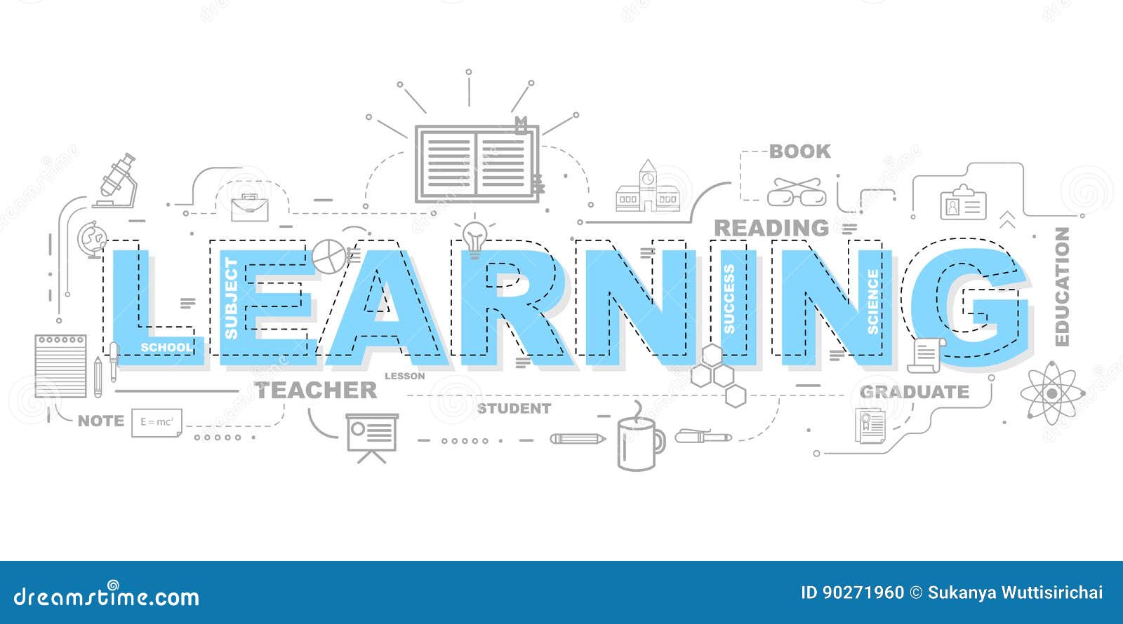 Design Concept of Word LEARNING Website Banner. Stock Illustration ...