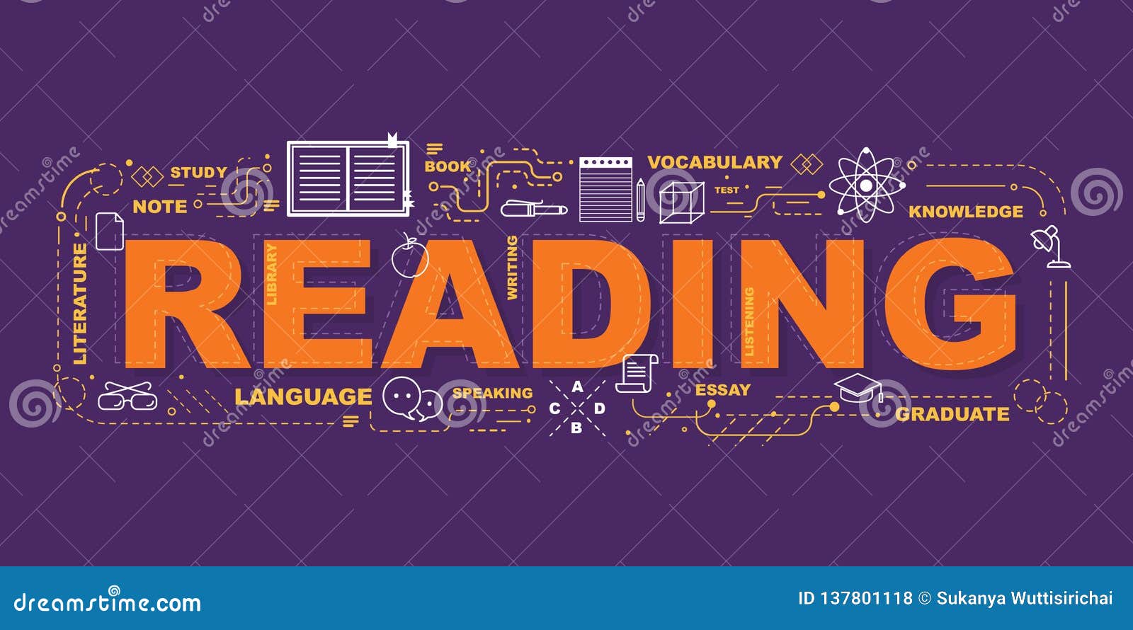 Design Concept of Word READING Website Banner Stock Vector ...