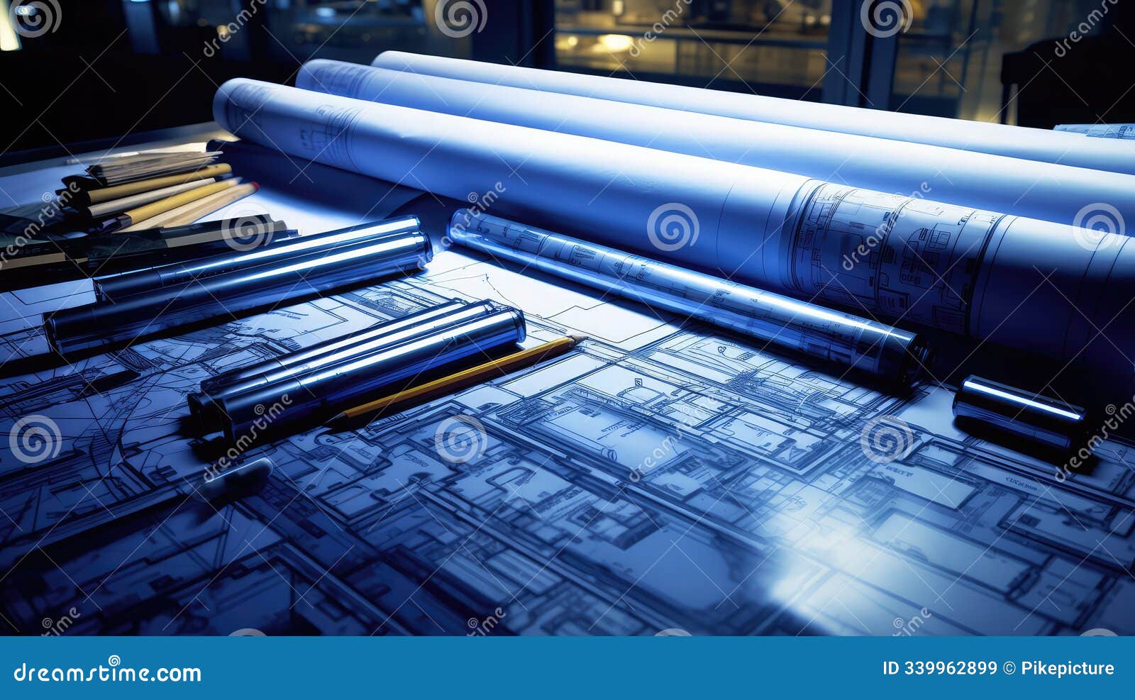 Design Construction Blue Prints Stock Illustration - Illustration of ...