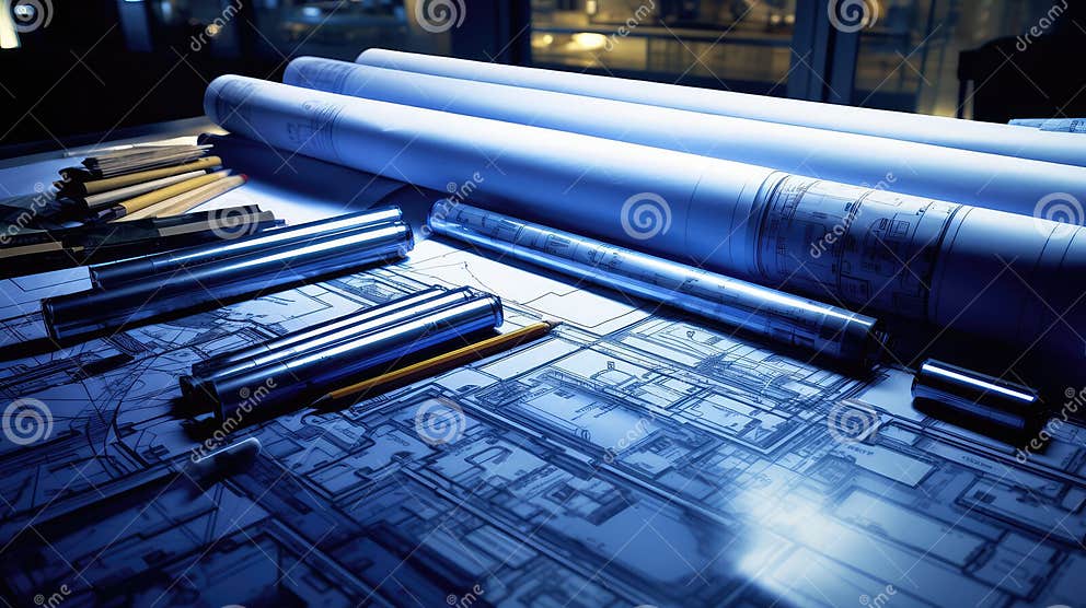 Design Construction Blue Prints Stock Illustration - Illustration of ...