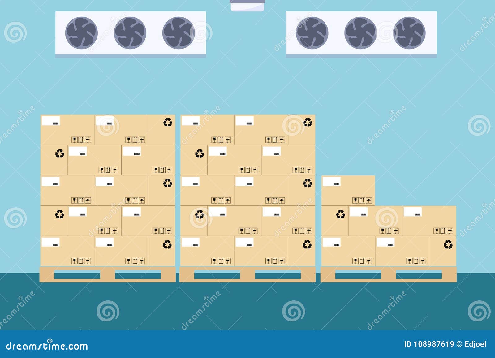 Warehouse Freezer, Cold Storage Of Packaging. Vector Illustration ...