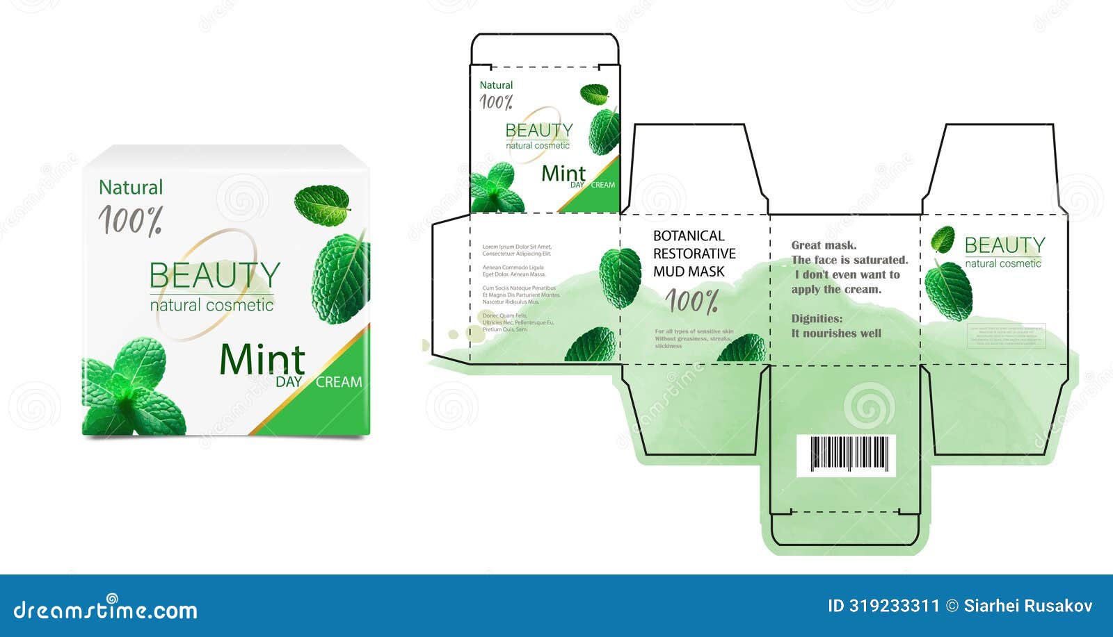 Design of the Cosmetic Packaging Template. Cut. Cosmetic Cream Mask ...