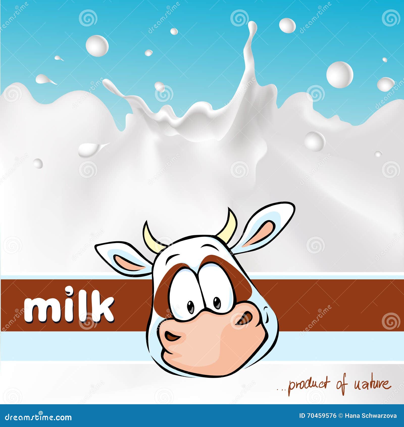 Design with Cow and Milk Splash - Vector Stock Vector - Illustration of ...