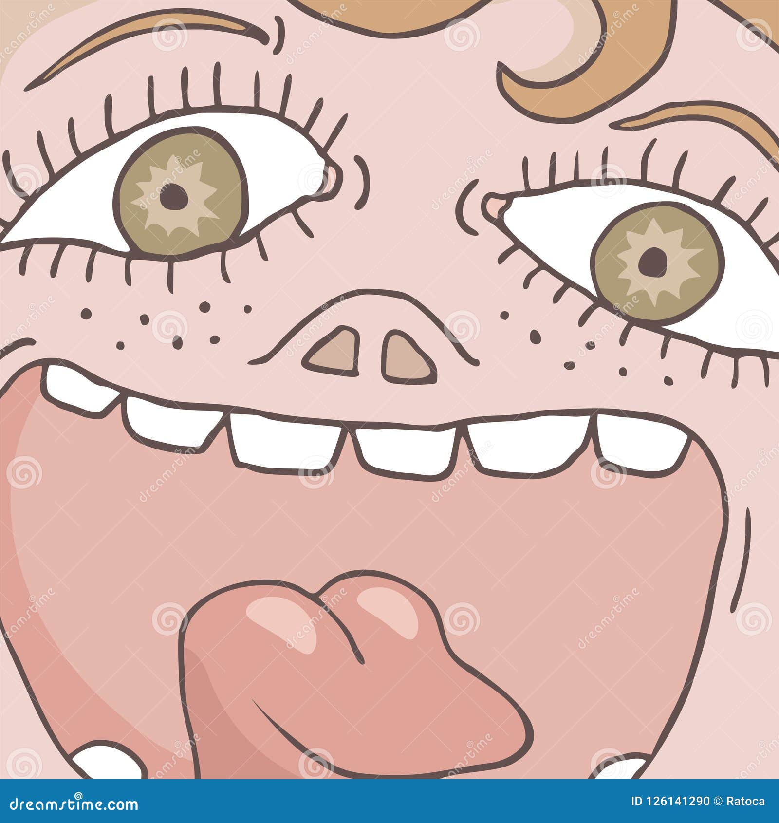 Crazy smile face stock vector. Illustration of open - 126141290