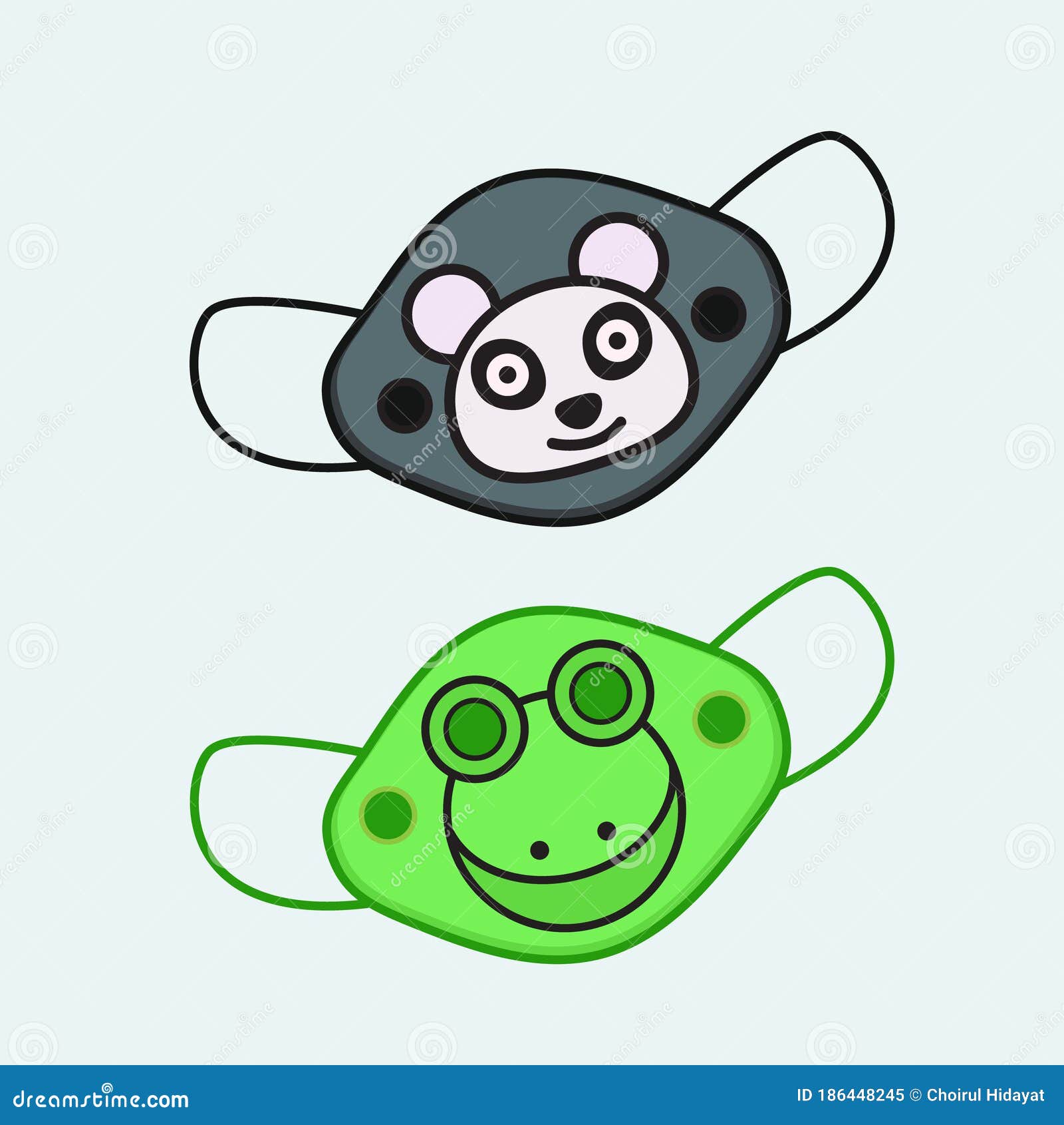 DESIGN CUTE MASK TEMPLATE PANDA and FROG Stock Vector - Illustration of ...