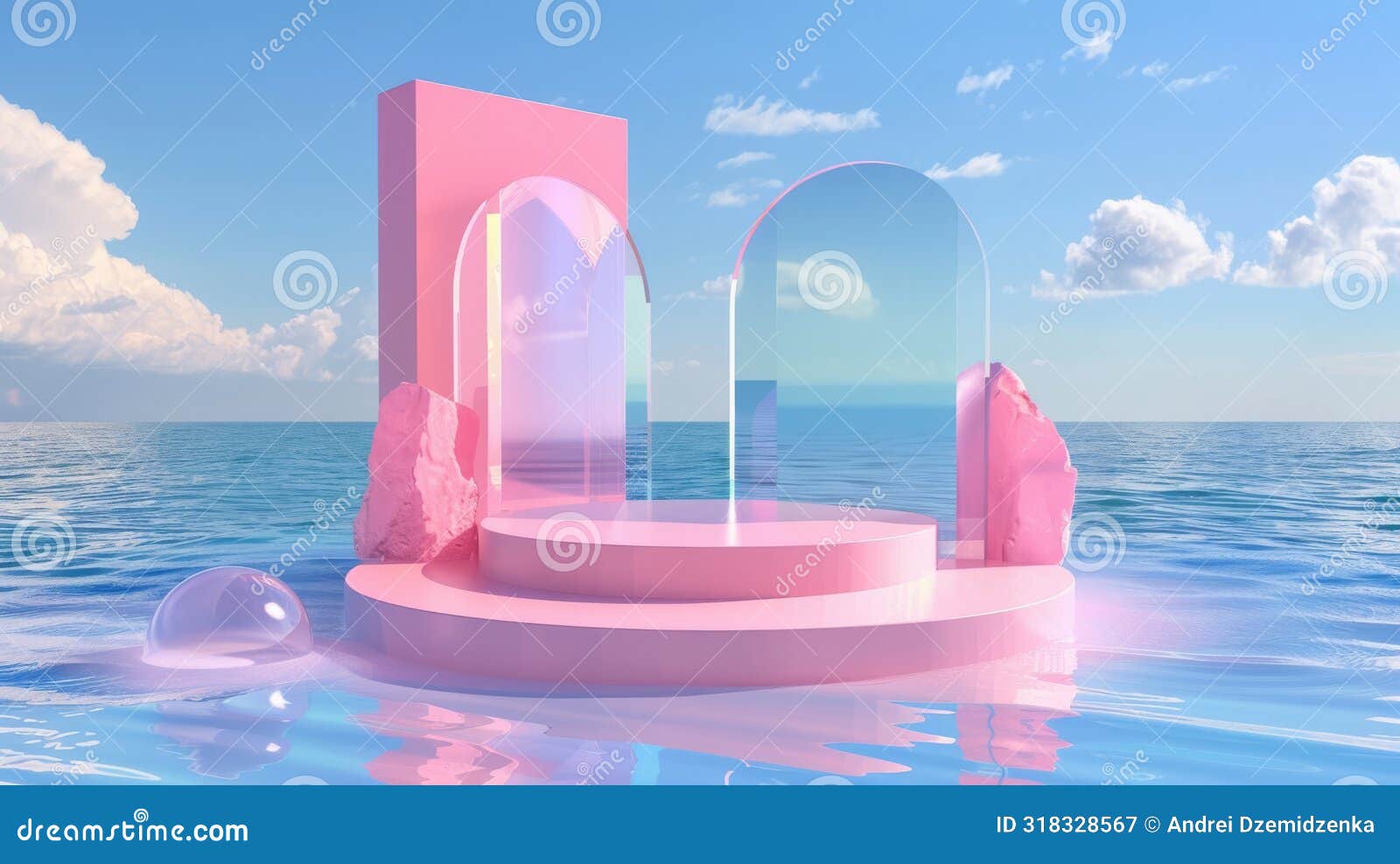 The Design is a 3D Surreal Summer Beach Scene Featuring a Large ...
