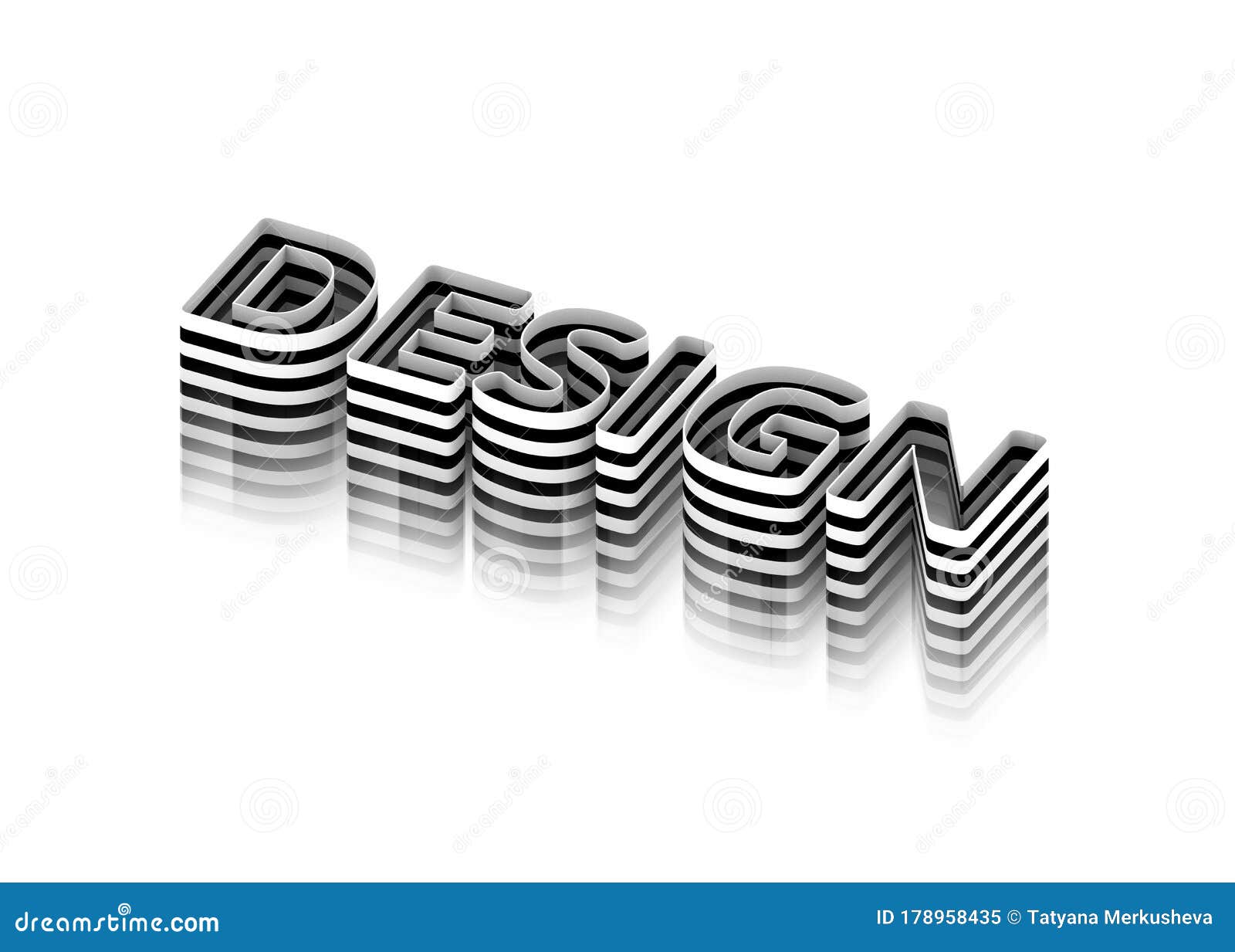 DESIGN 3D Word in Black and White Stripes, Isolated. 3D Rendering ...