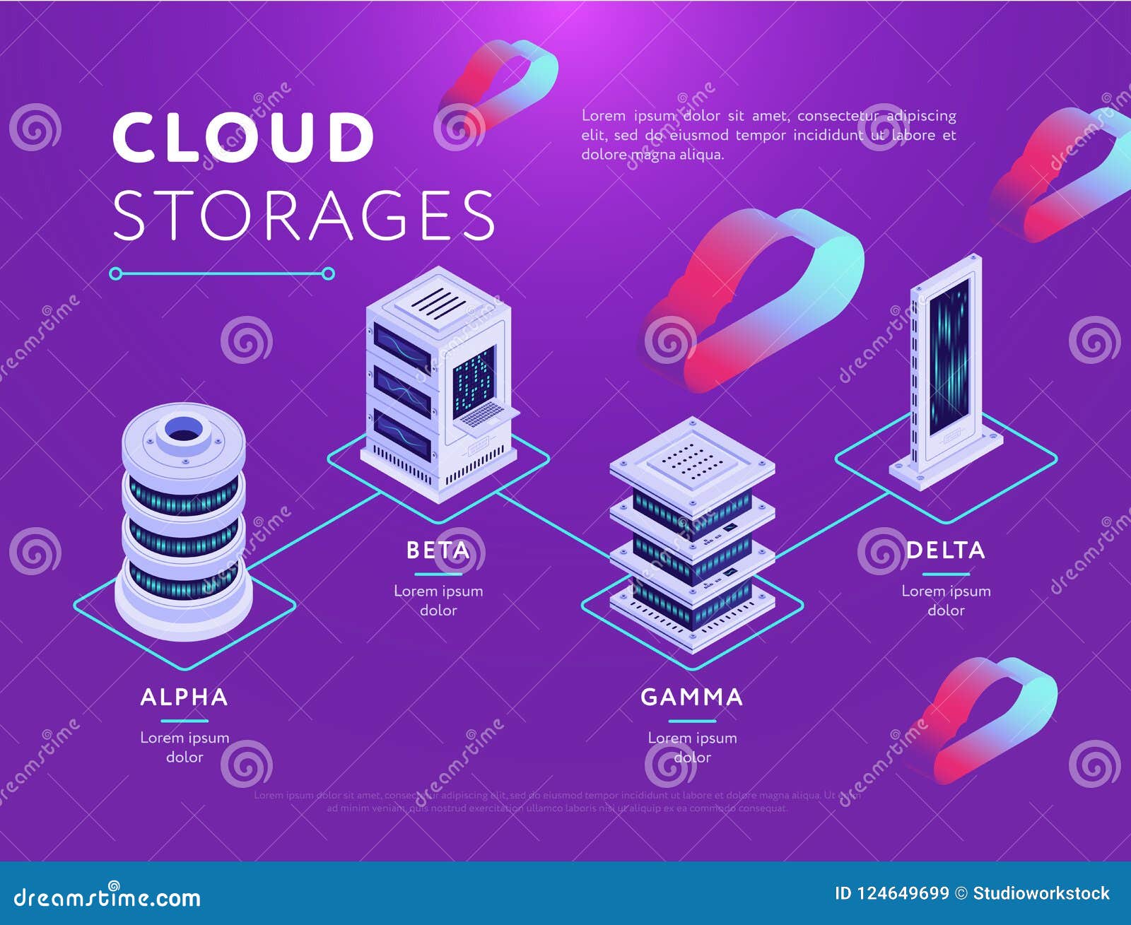 Types of Cloud Storages on Pink Stock Illustration - Illustration of ...