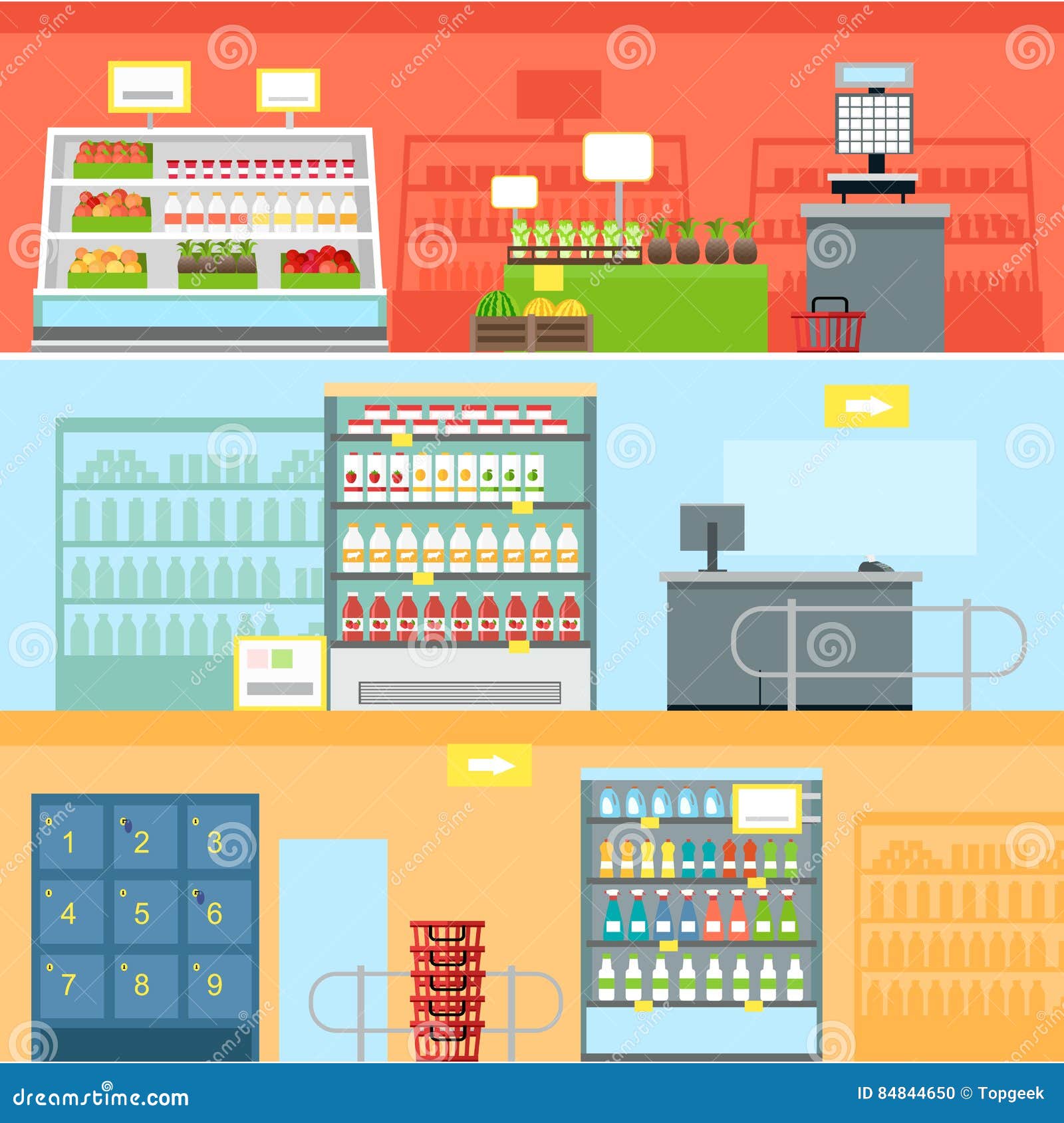 Design De Interiores Do Supermercado Ilustração do Vetor - Ilustração ...