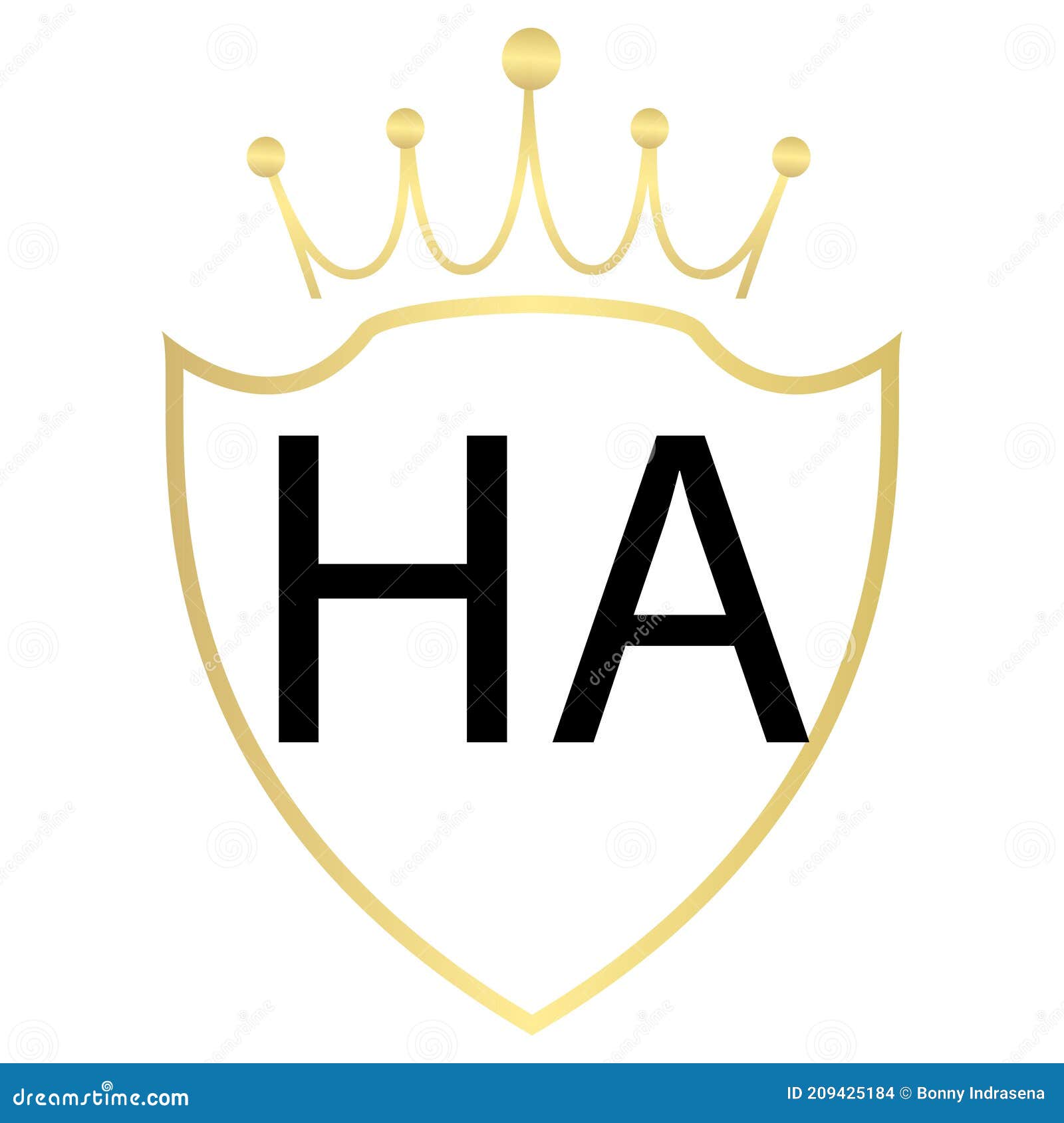 Design De Logotipo Com Letra Ha Com Estilo Simples Ilustração Stock ...