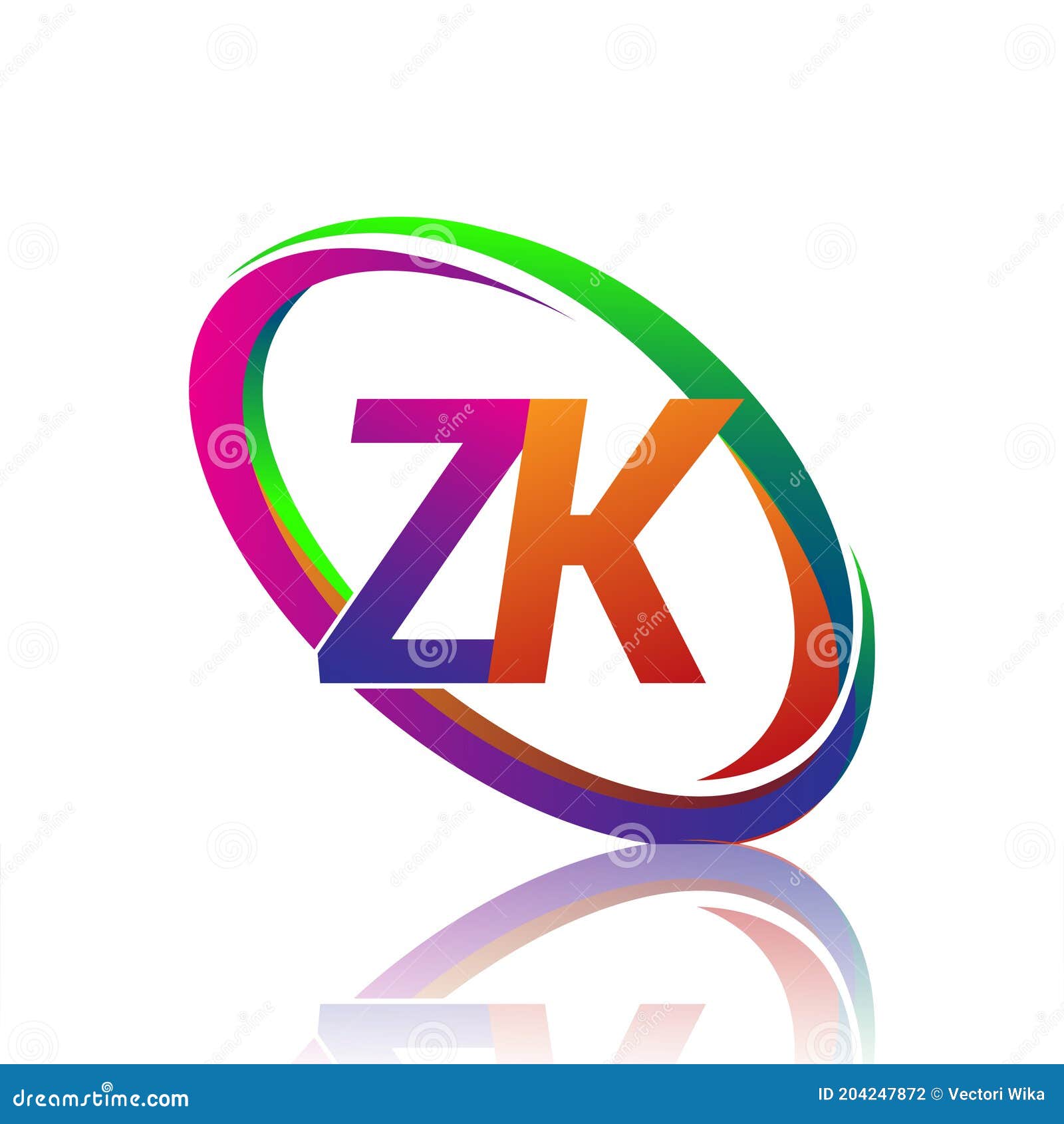 Design De Logotipo De Letra Zk Para Nome De Empresa Swoosh Colorido