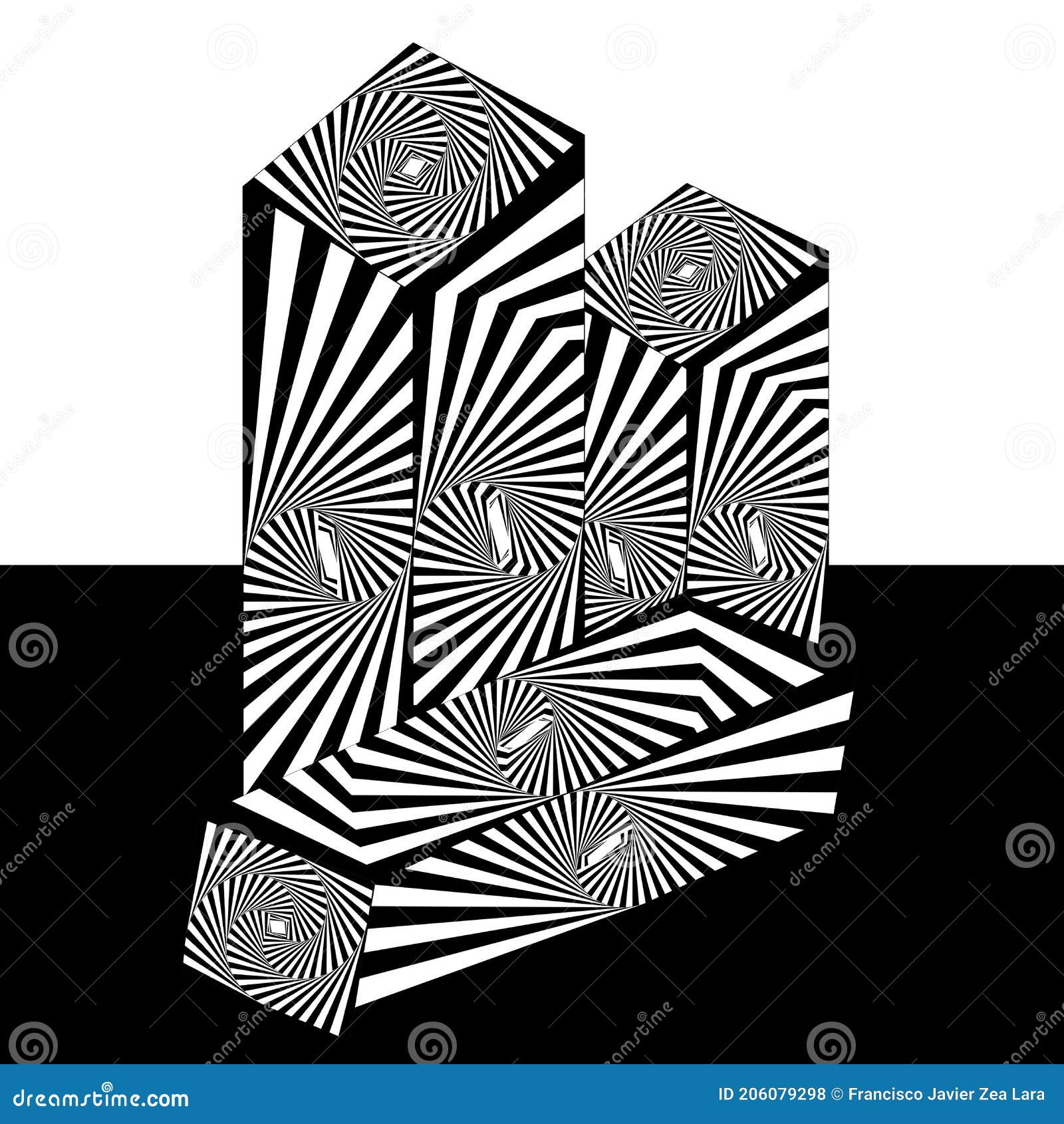 Design for Decoration with Abstract Pieces Forming Rectangular Prisms ...