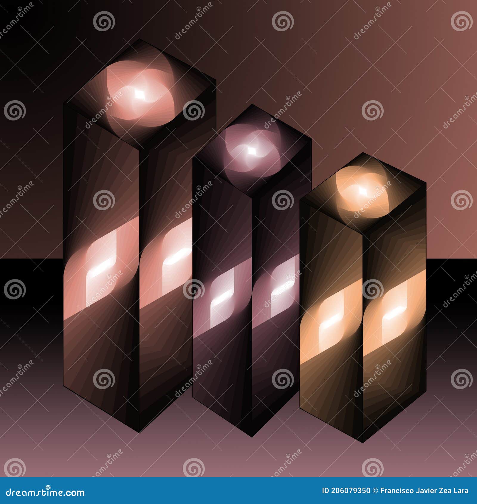 Design for Decoration with Abstract Pieces Forming Rectangular Prisms ...