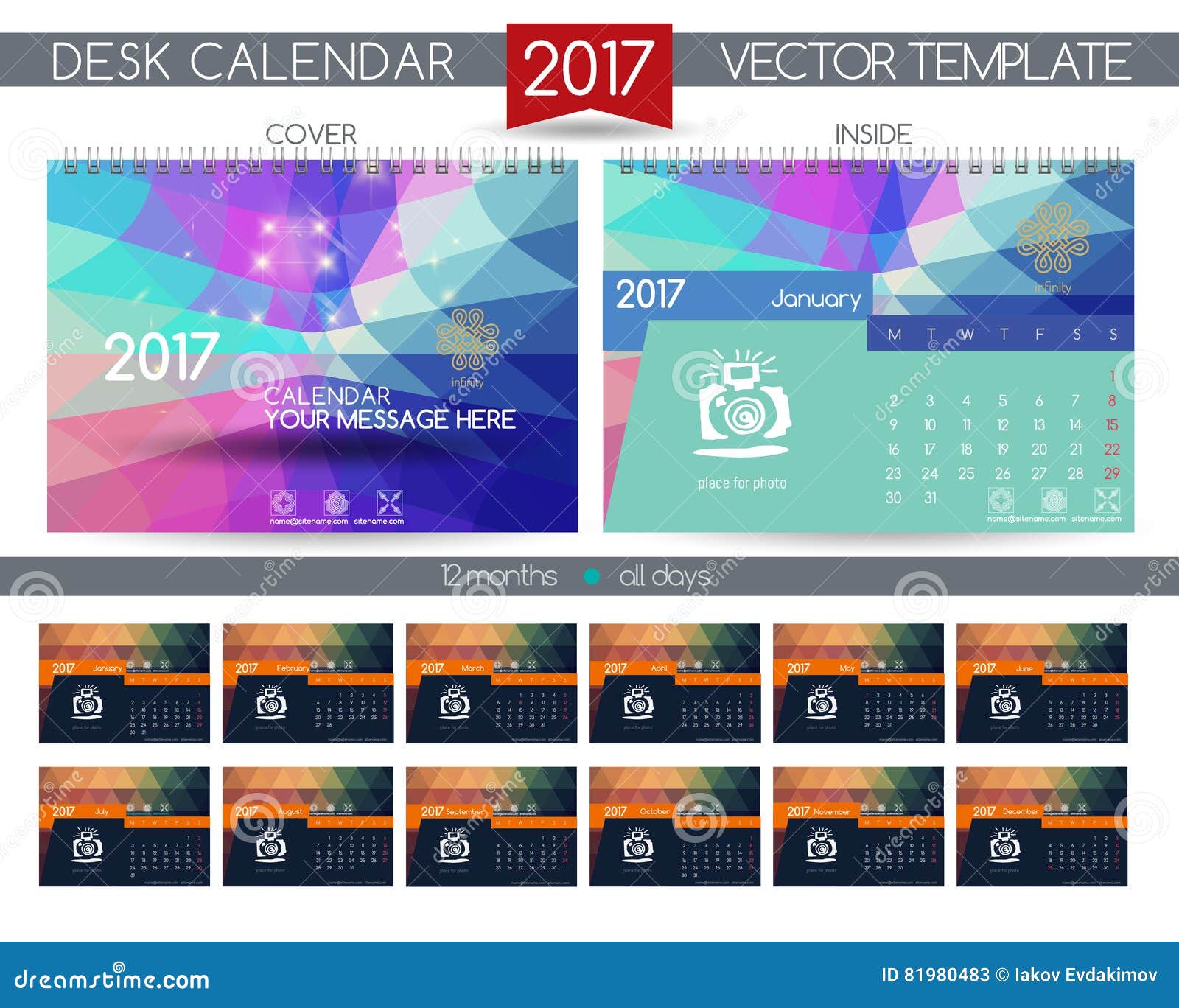 Design Desk Calendar 2017. stock vector. Illustration of calendar ...