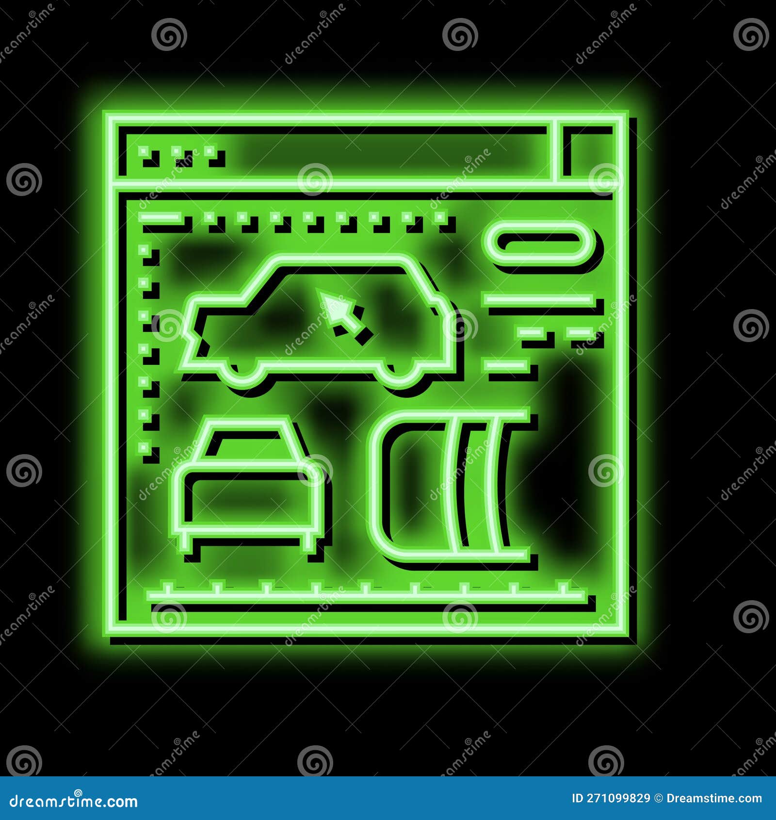 Design Development and Car Appearance Neon Glow Icon Illustration Stock ...