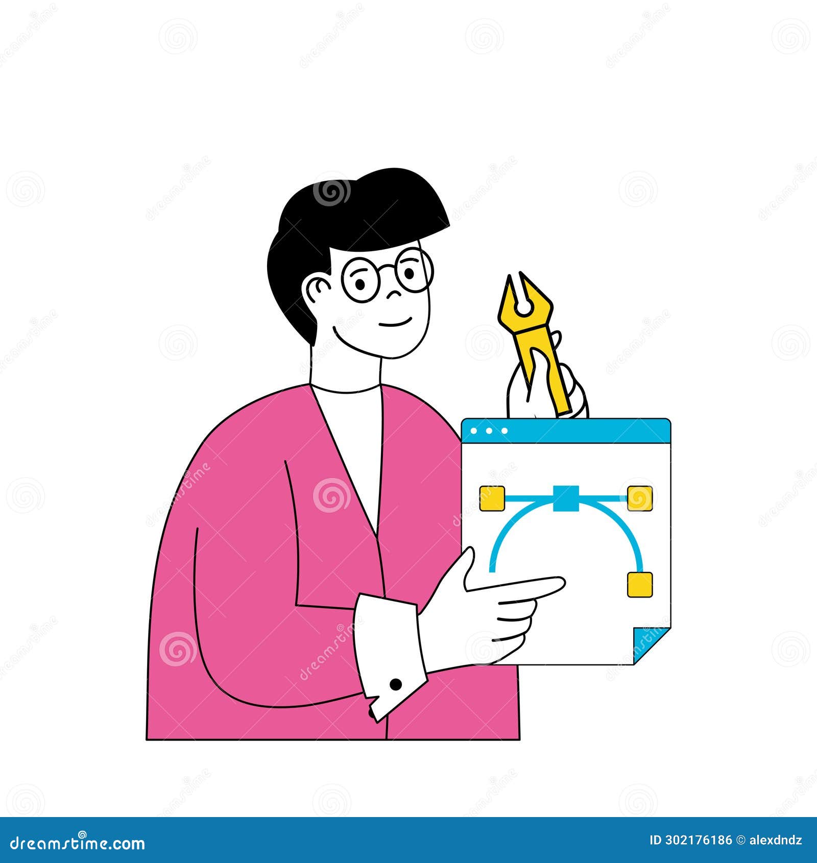 Design Development Concept with Cartoon People in Flat Design for Web ...