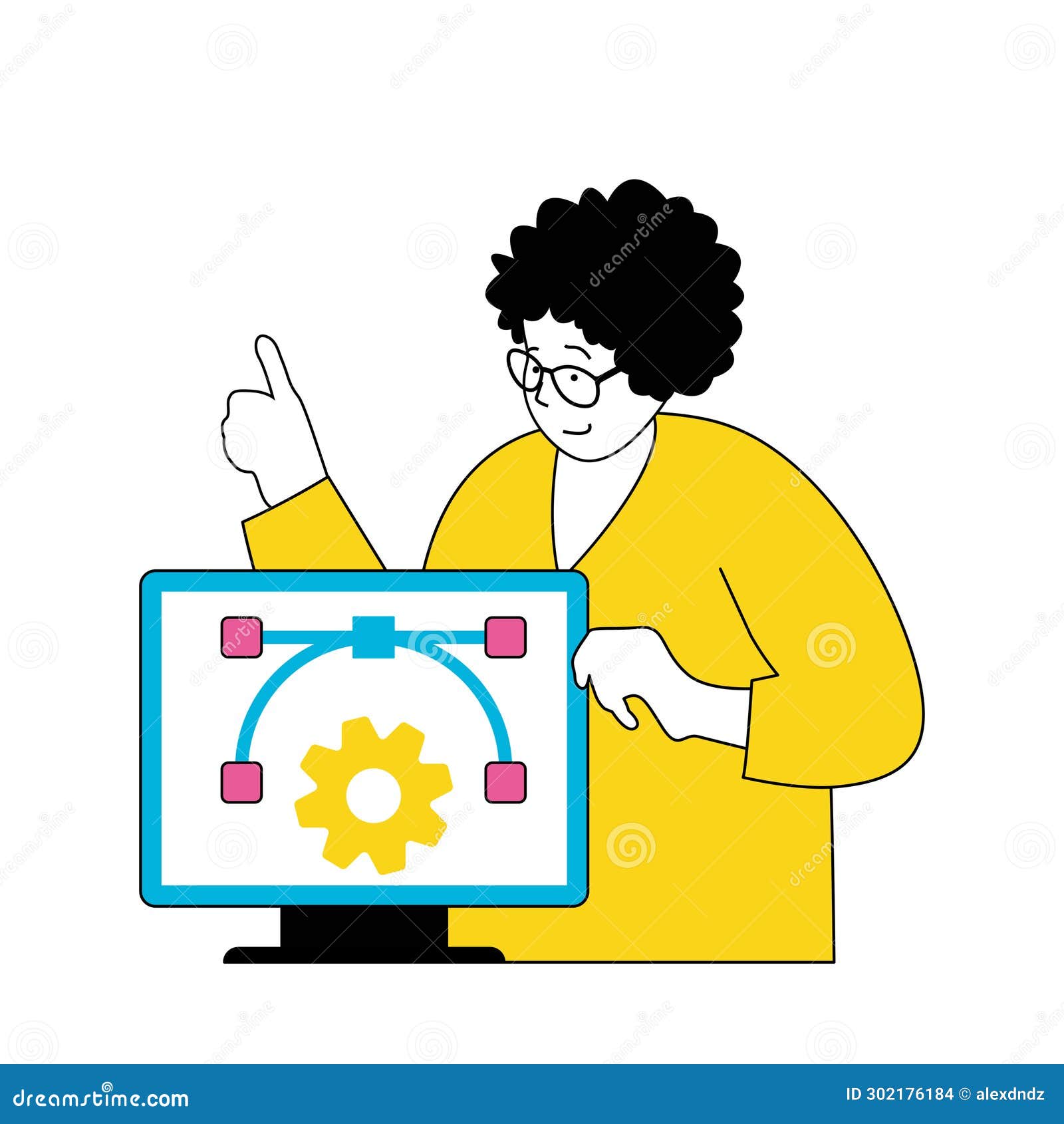 Design Development Concept with Cartoon People in Flat Design for Web ...