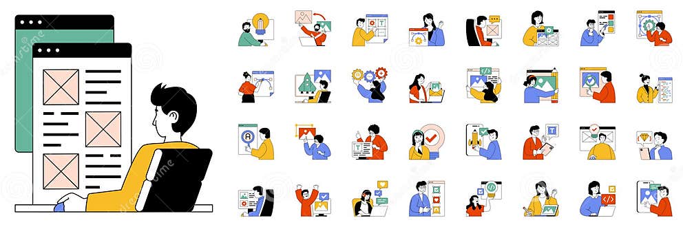 Design and Development Concept with Character Situations Mega Set ...