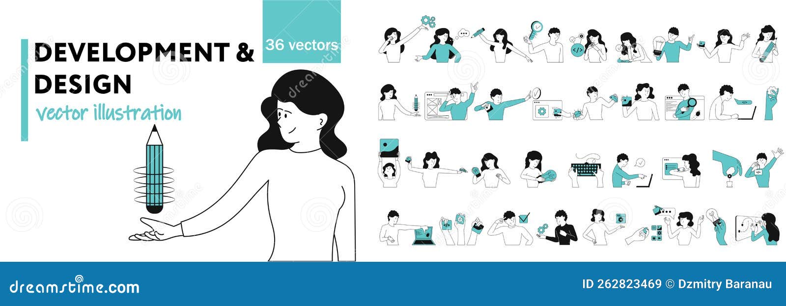 Design and Development Concept Vector Illustrations. Set of People and ...