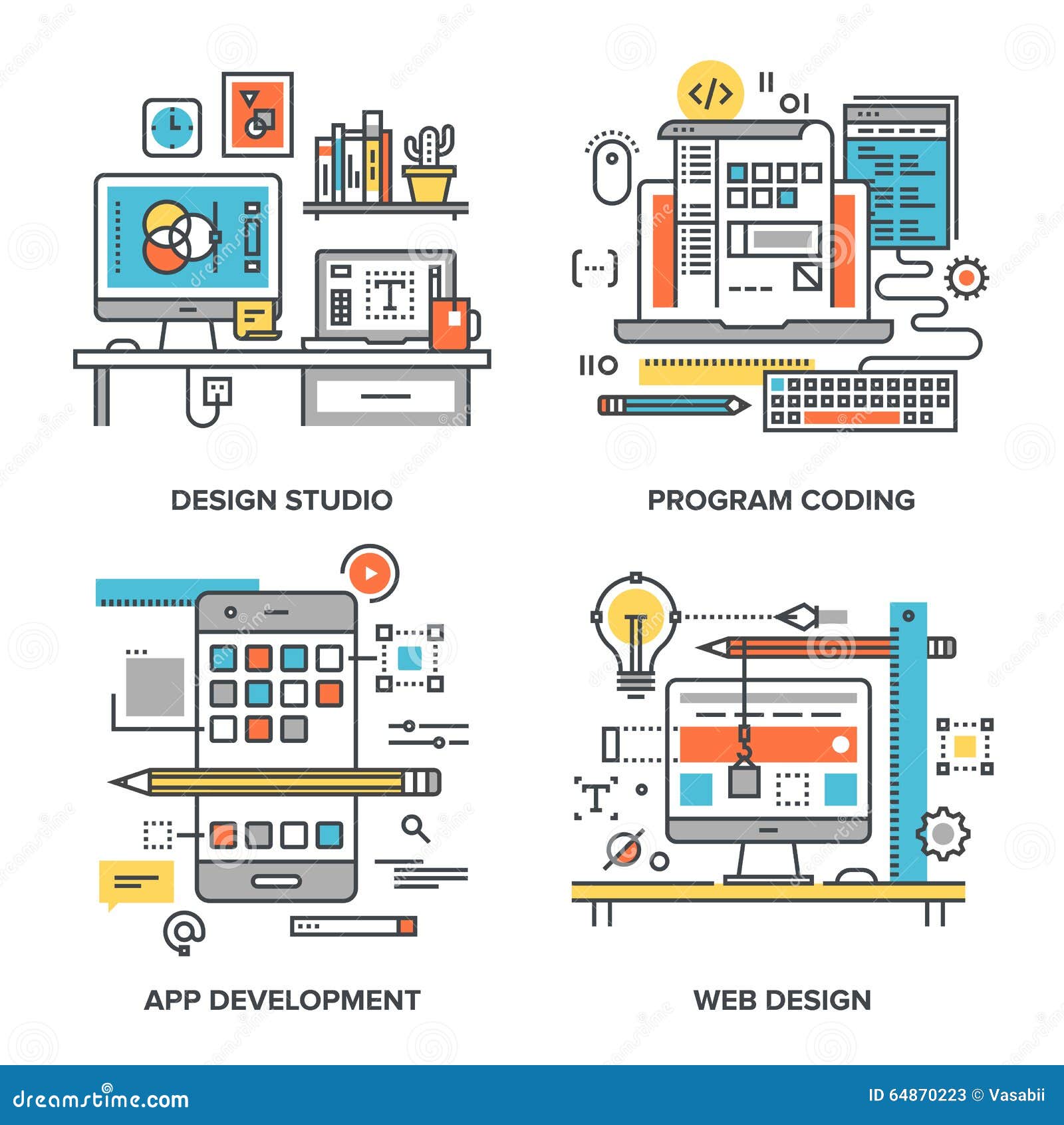 Design and Development stock vector. Illustration of media - 64870223