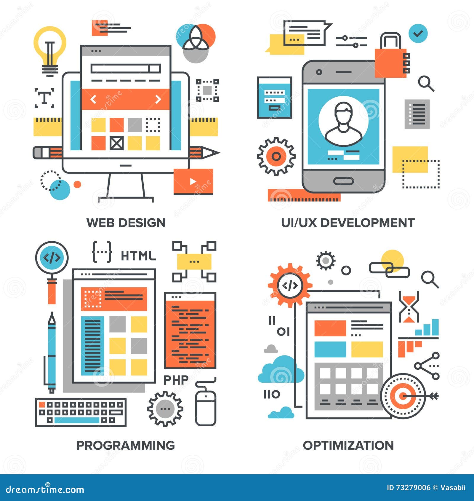 Design and Development stock vector. Illustration of concept - 73279006