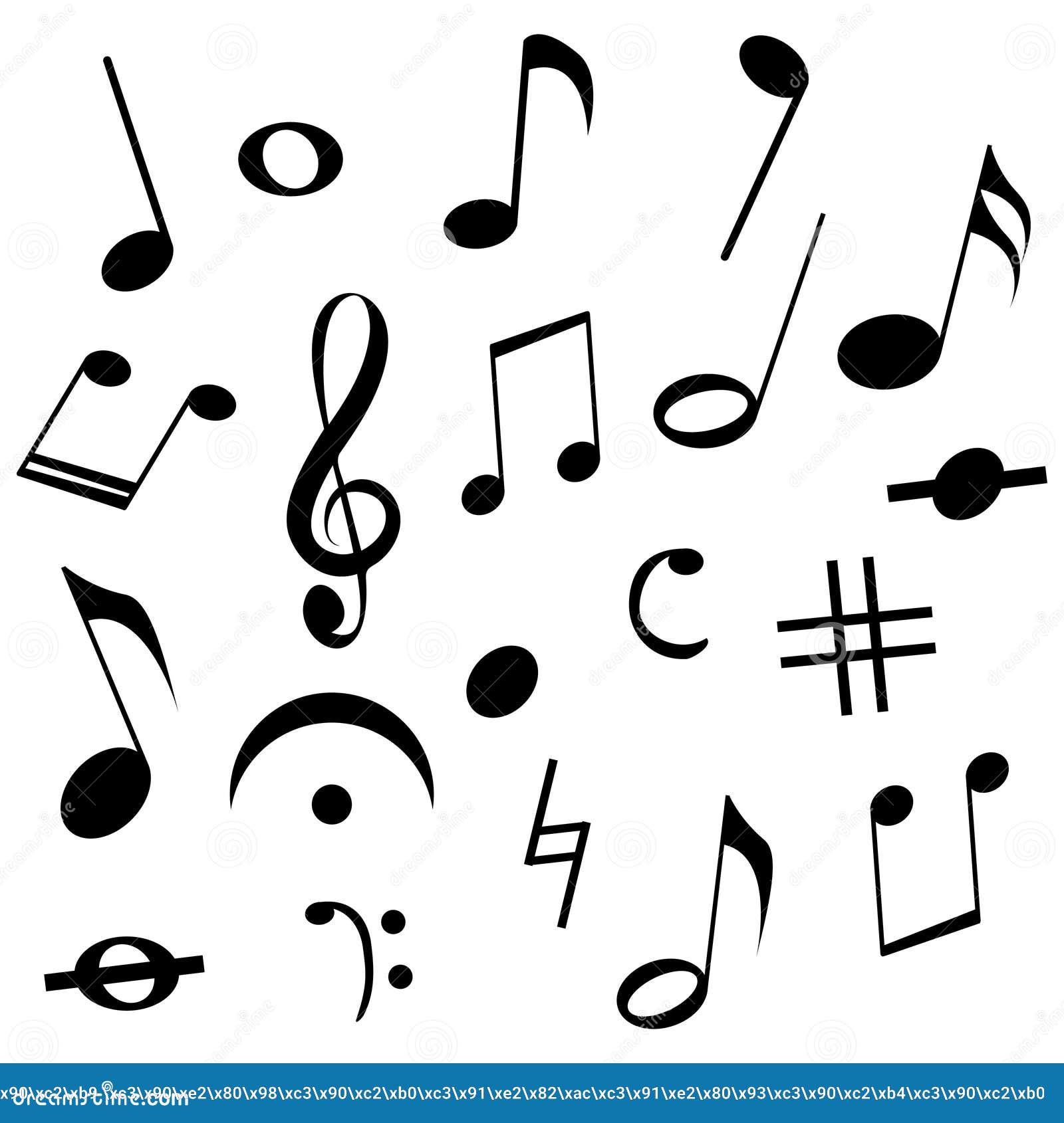 Design of Different Black Music Notes Stock Vector - Illustration of ...
