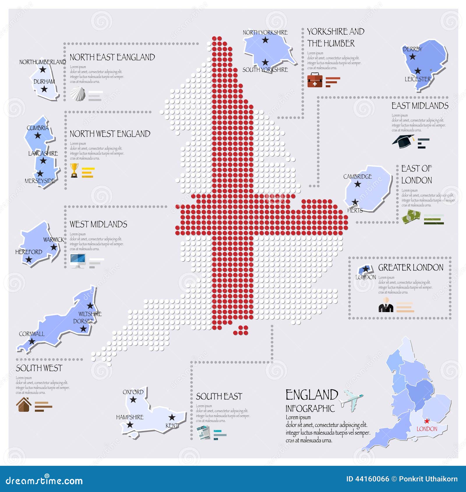 Design Dot and Flag Map Ofs England Infographic Vektor Abbildung ...