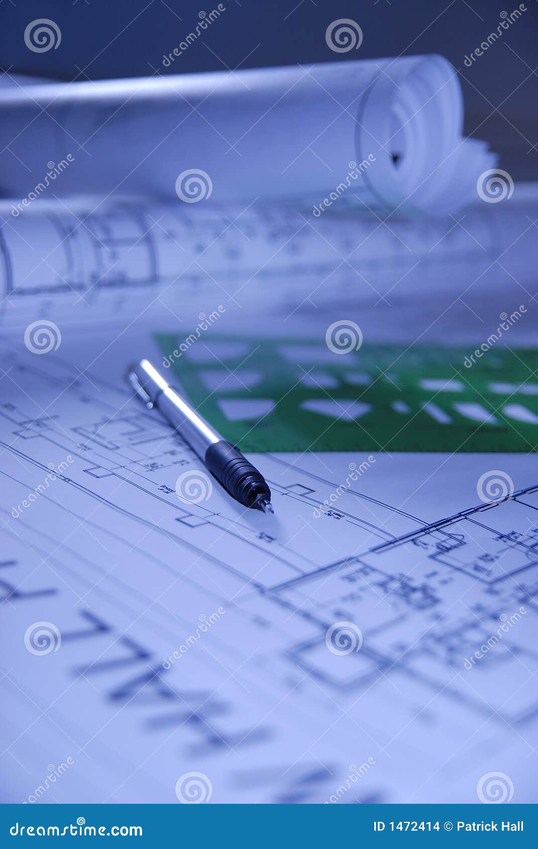 Design Draft Papers with Pen Stock Photo - Image of contruction ...