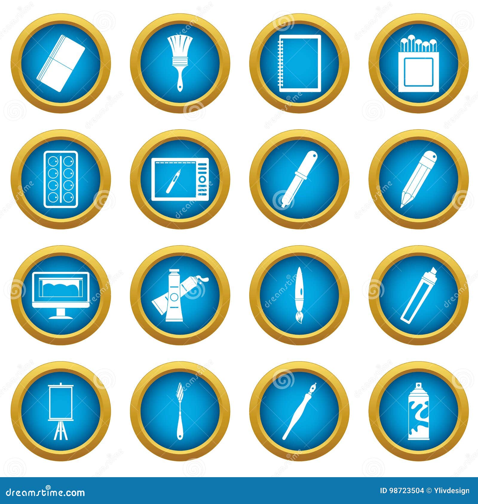 Design and Drawing Tools Icons Blue Circle Set Stock Vector ...