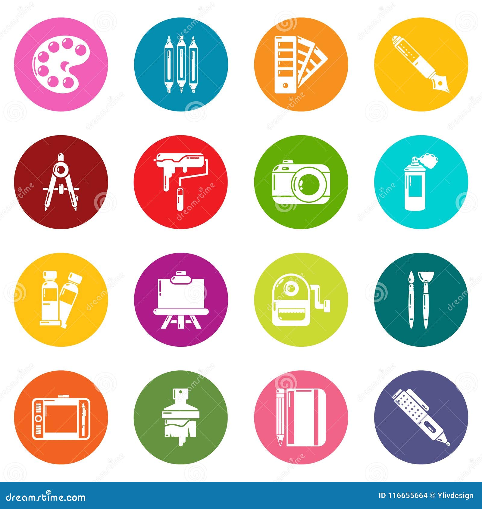 Design and Drawing Tools Icons Set Colorful Circles Vector Stock Vector ...