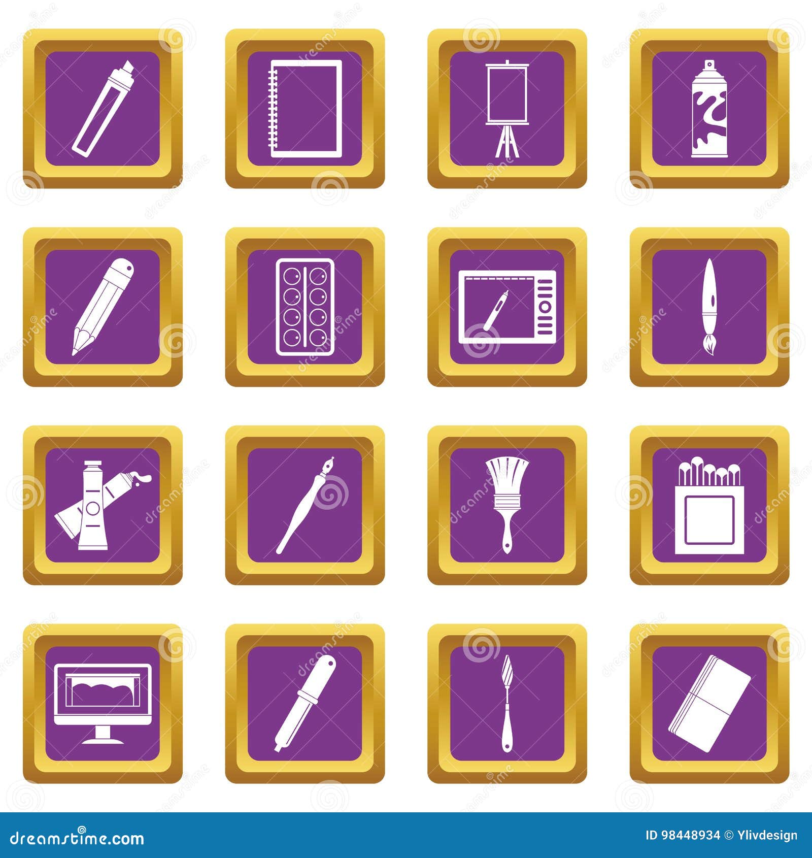 Design and Drawing Tools Icons Set Purple Stock Vector - Illustration ...