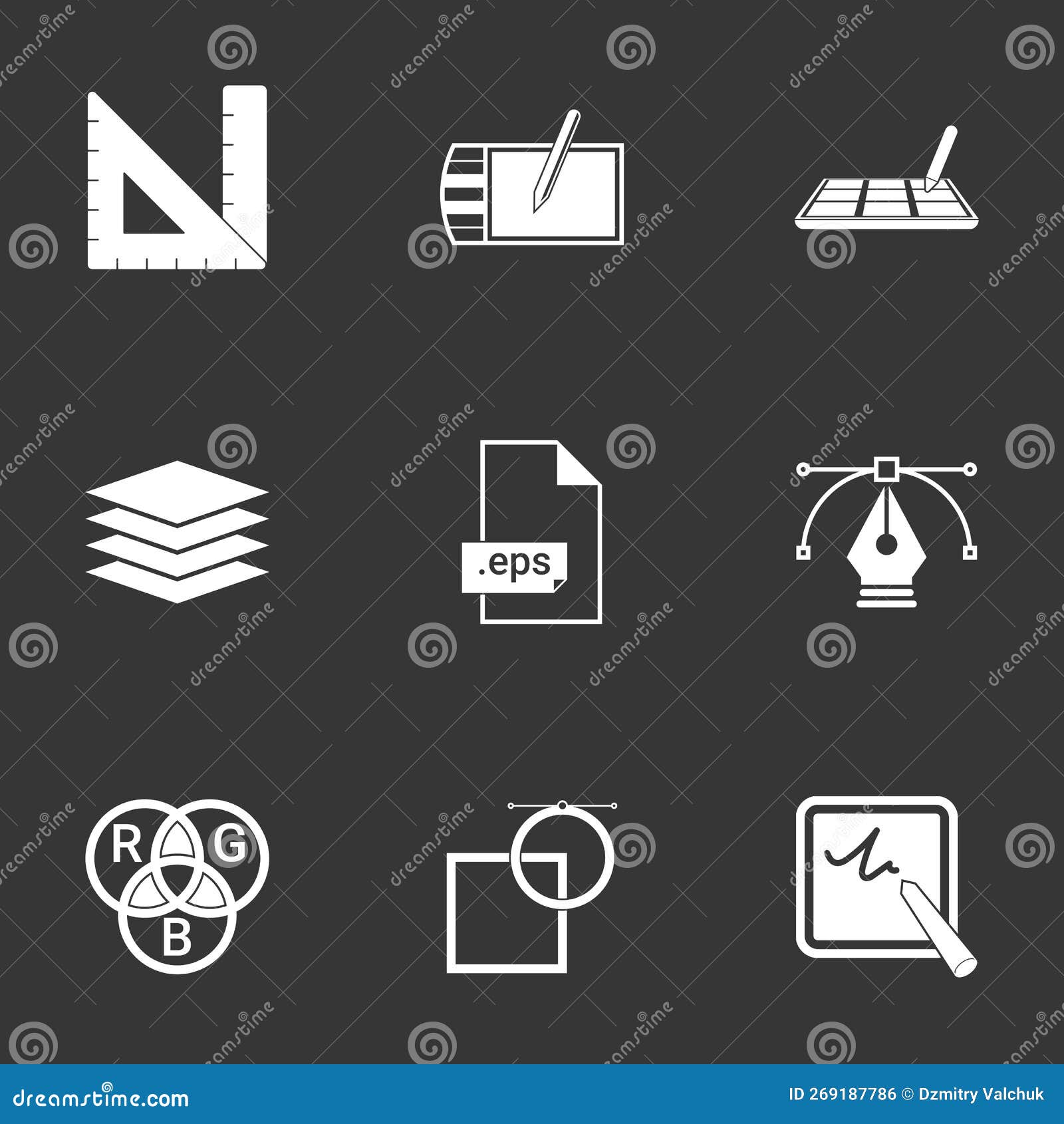 Design and Drawing Tools Set.Black Background Stock Vector ...