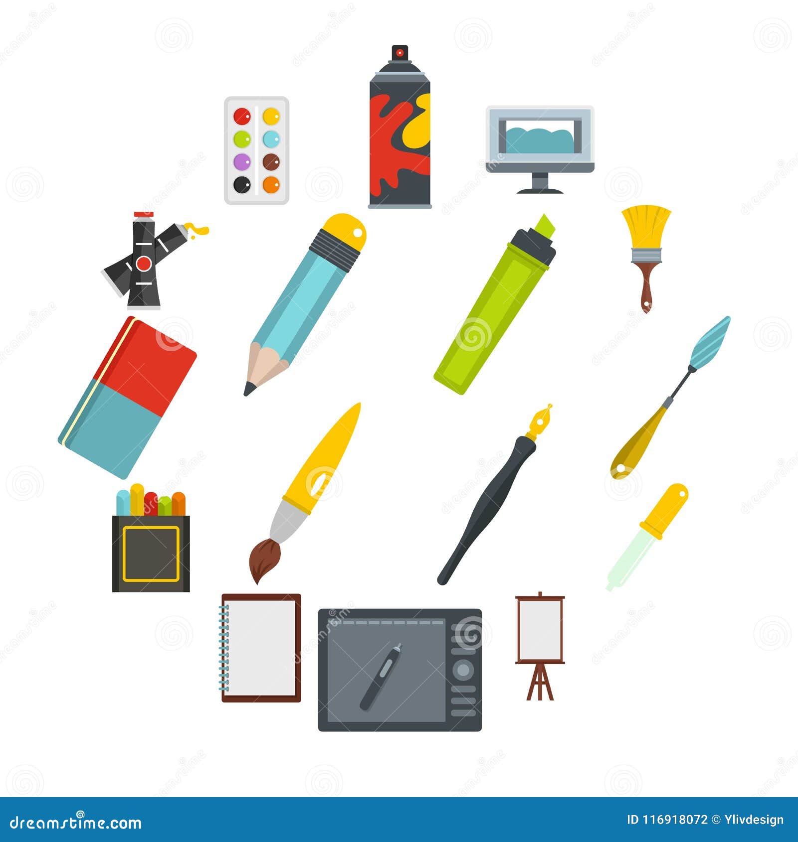 Design and Drawing Tools Icons Set in Flat Style Stock Vector ...