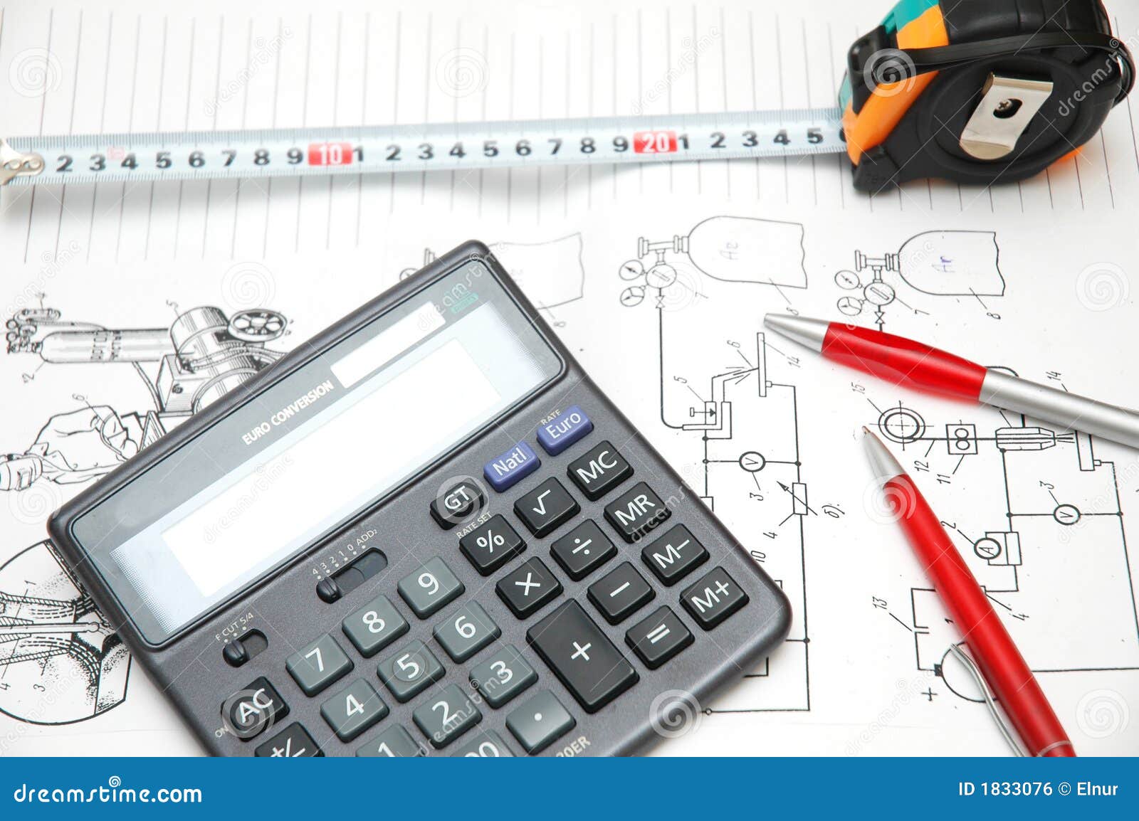 Design Drawings, Calculator, P Stock Photo - Image of designer ...