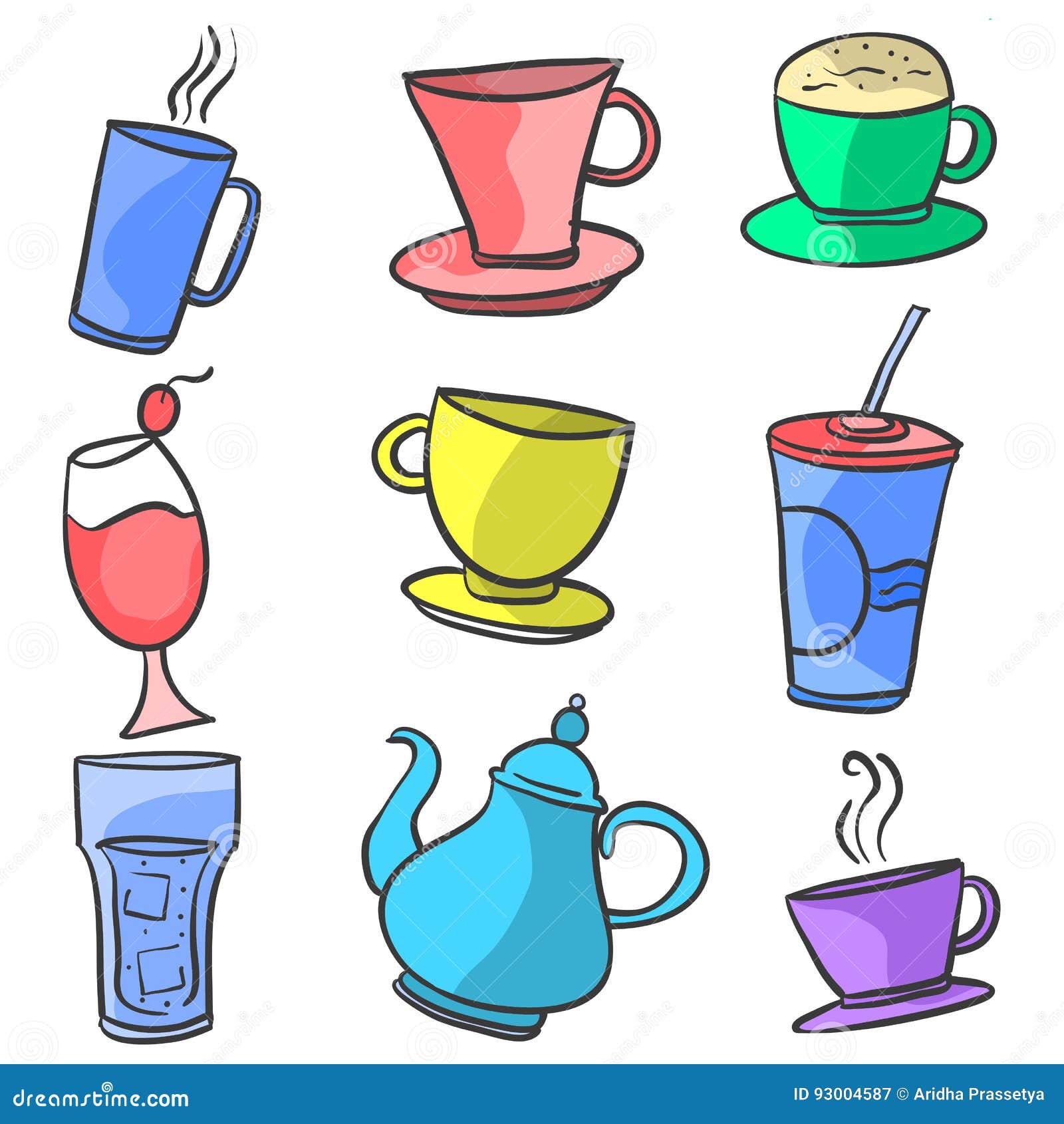 Design Drink Set Doodle Hand Draw Stock Vector - Illustration of ...