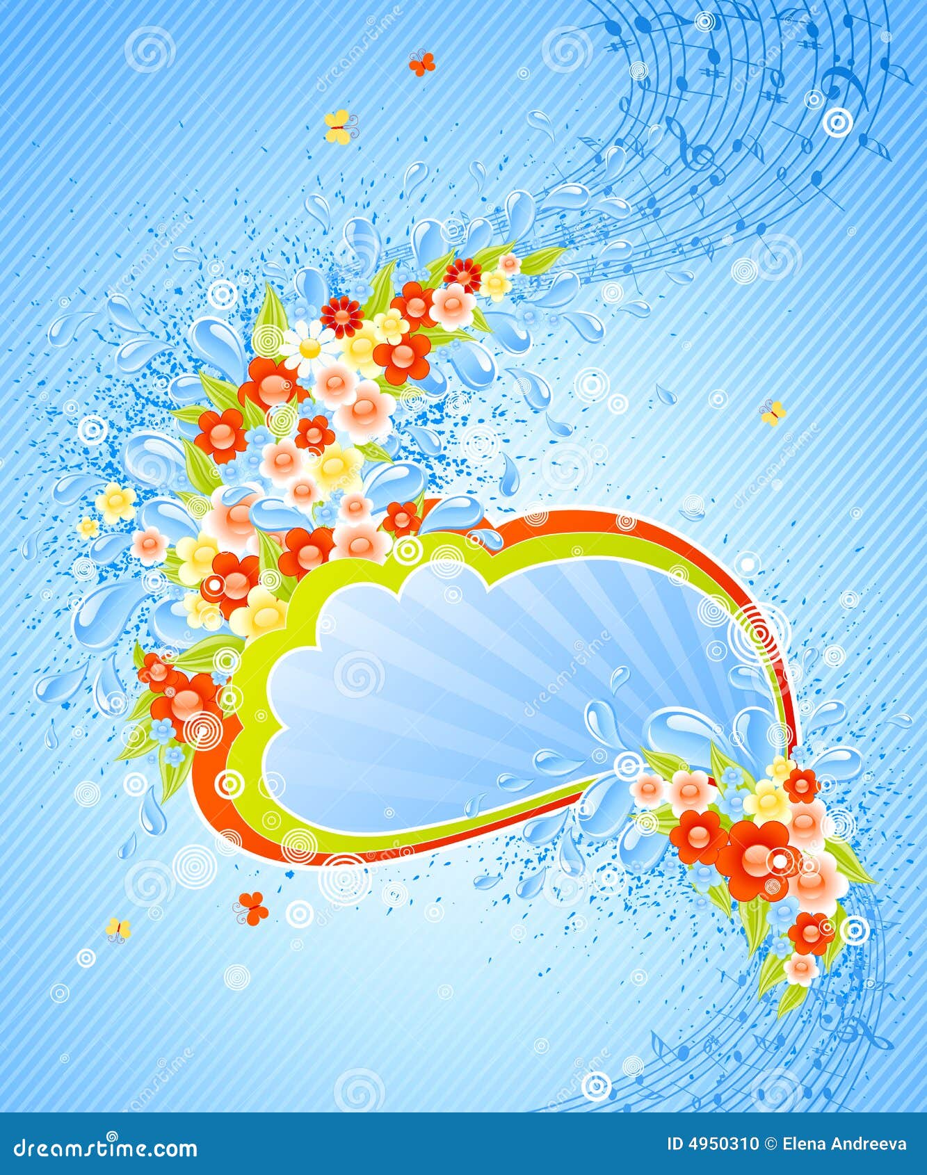 Design with Drops and Flowers. Stock Vector - Illustration of green ...