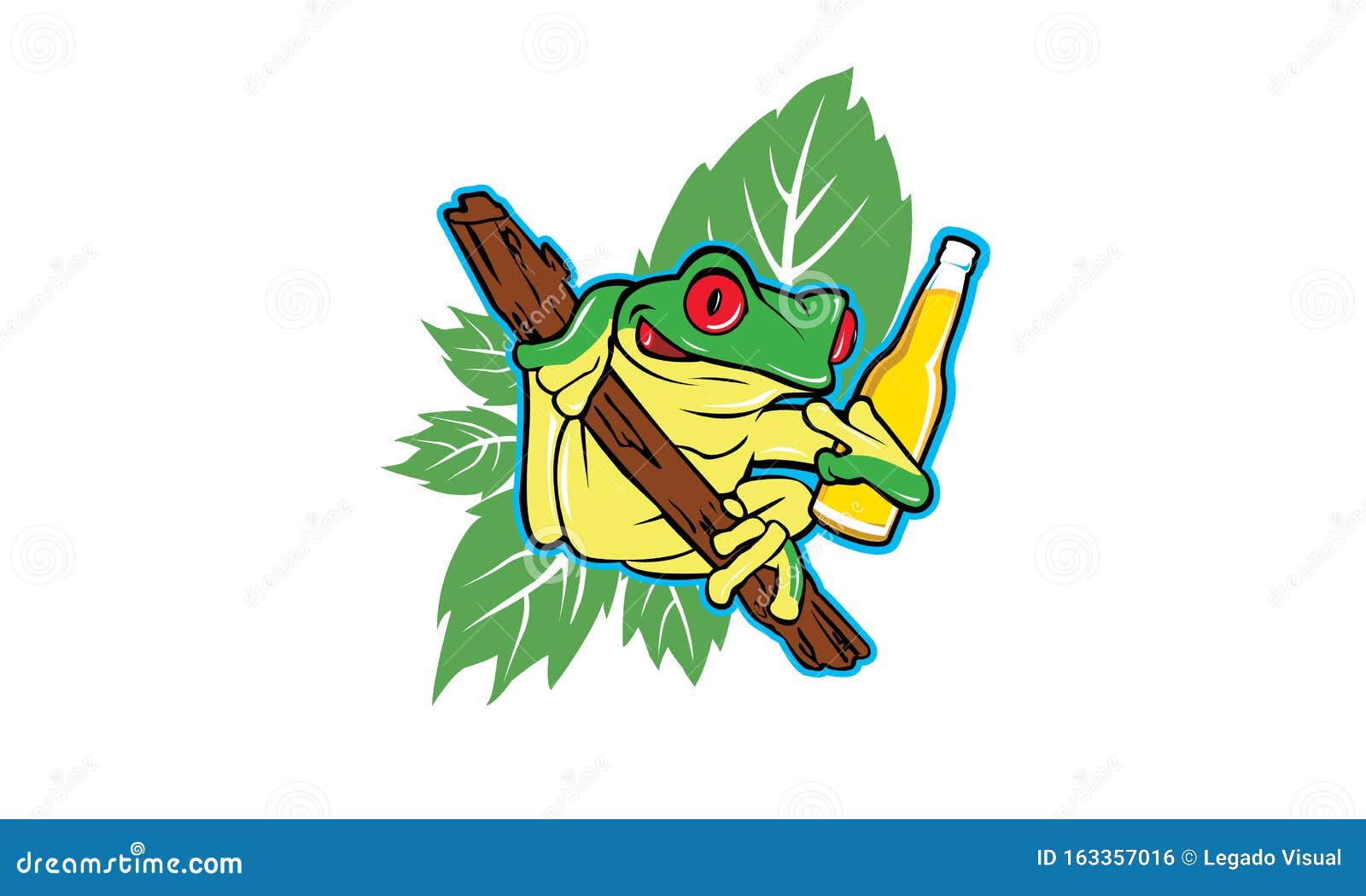 Design of a Drunken Frog in Color Stock Illustration - Illustration of ...
