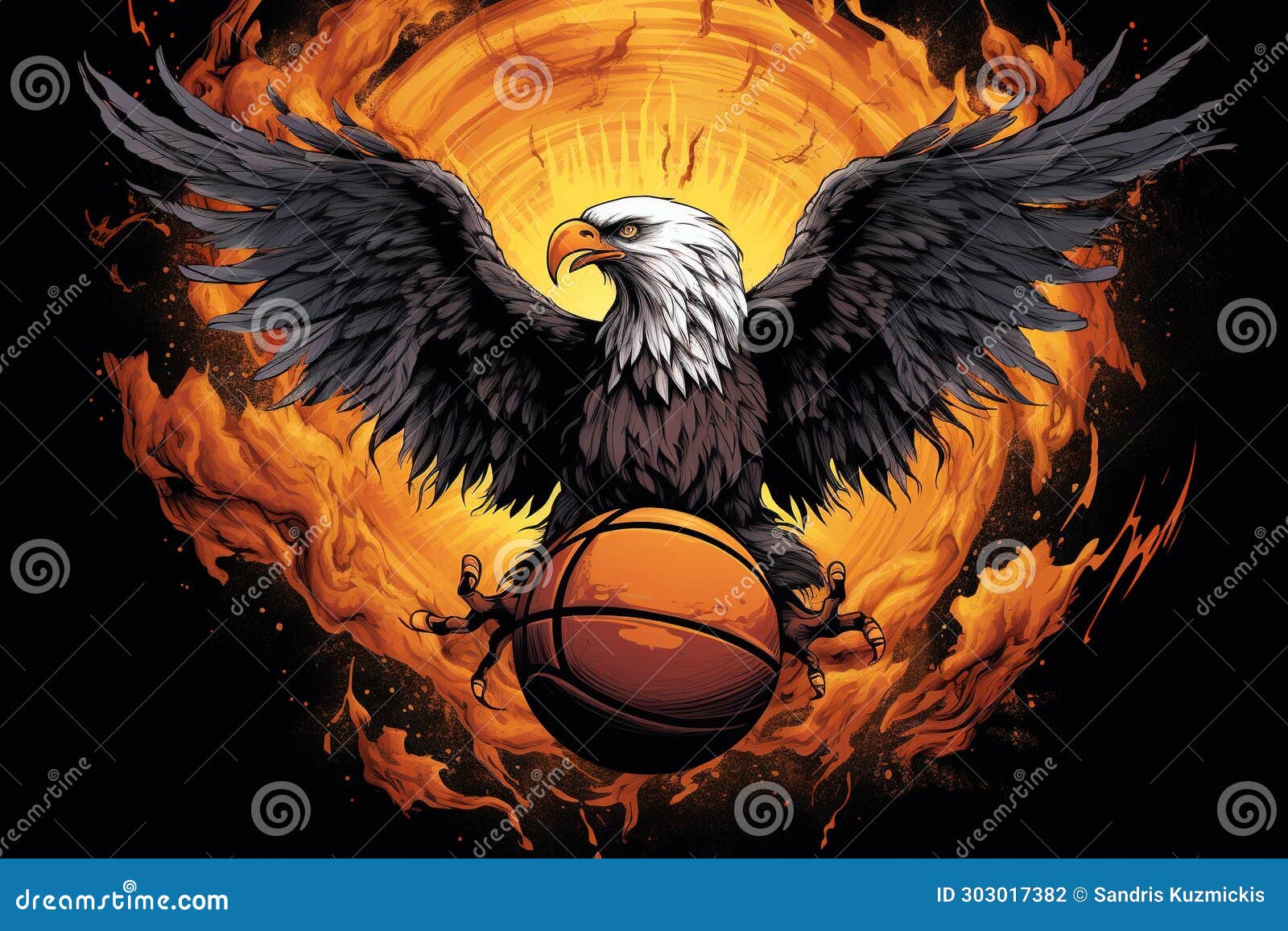 Design of Eagle and Basketball Ball. Generative AI Stock Illustration ...