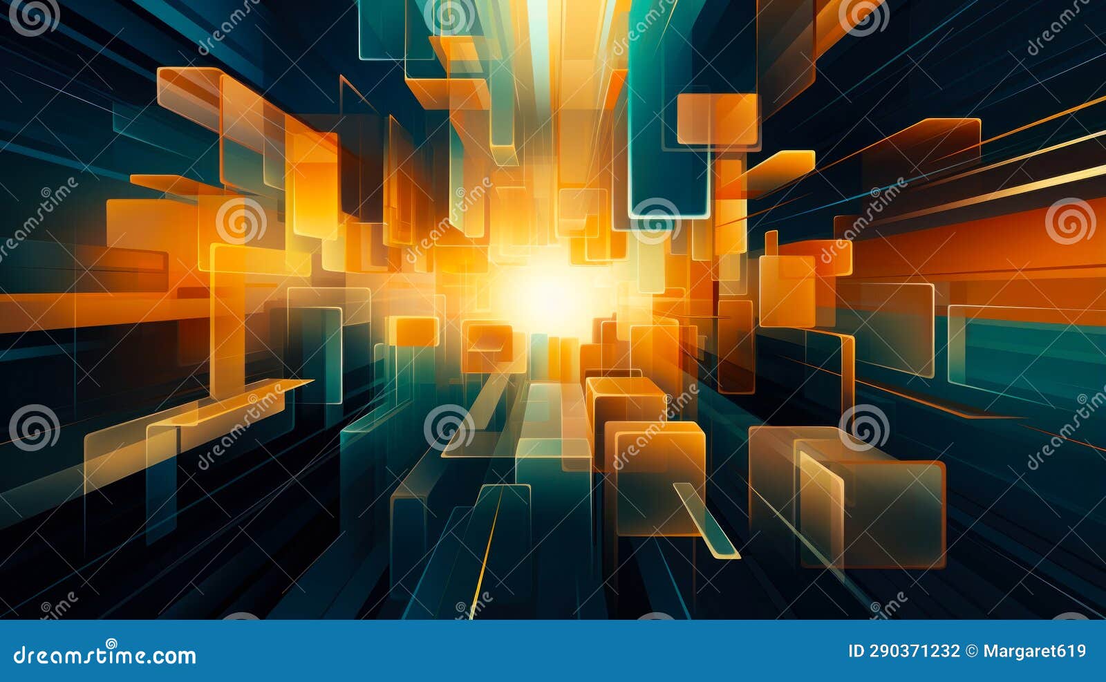 Abstract 3d Blocks with Bright Light in Perspective. Stock Illustration ...