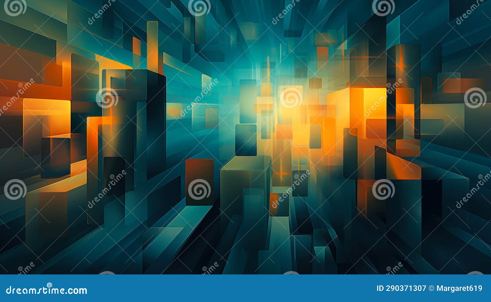 Abstract 3d Blocks with Bright Light in Perspective. Stock Illustration ...