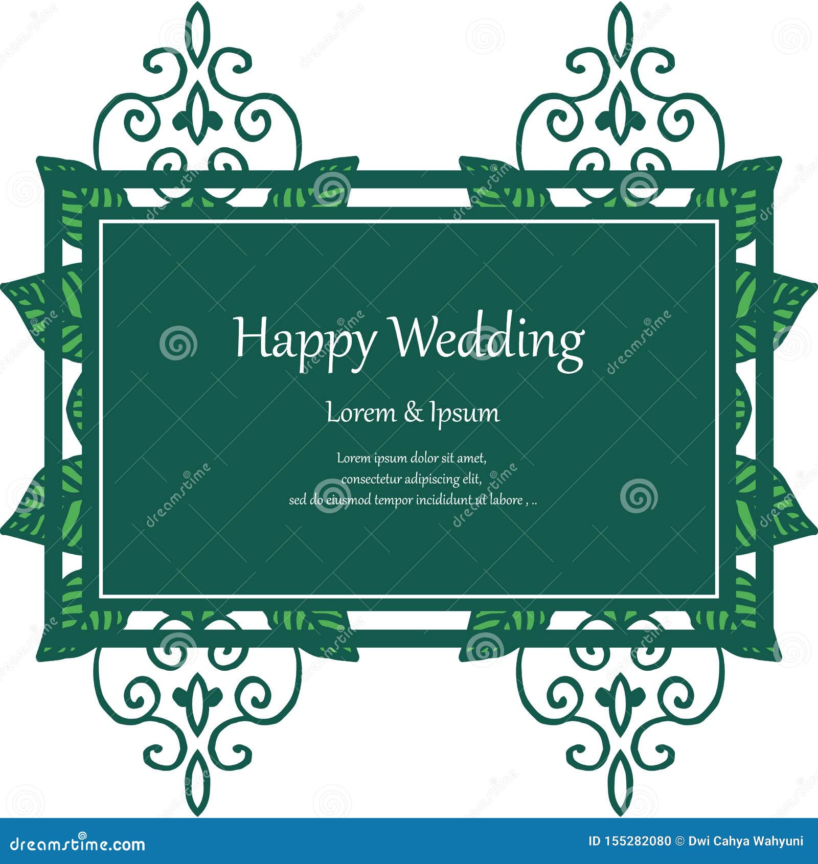 Design Element Beautiful Flower Frame, for Ornate of Card Happy Wedding ...
