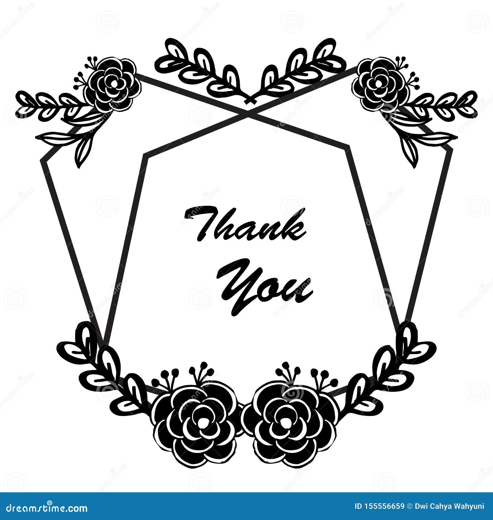 Design Element Floral Frame, Background Black White, for Card Thank You ... Design Element Floral Frame, Background Black White, for Card Thank You ...