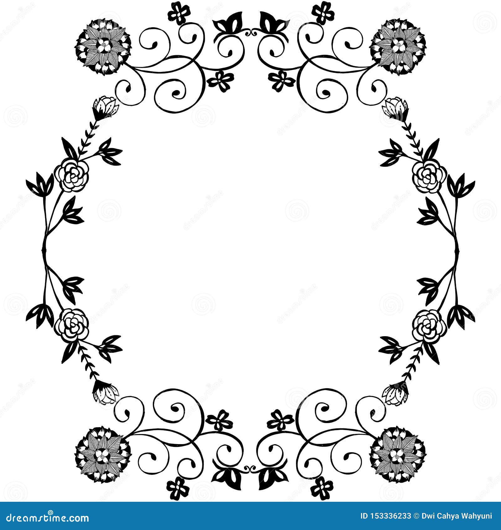 Design Element Floral Frame, Black Silhouette with White Backdrop ... Design Element Floral Frame, Black Silhouette with White Backdrop ...
