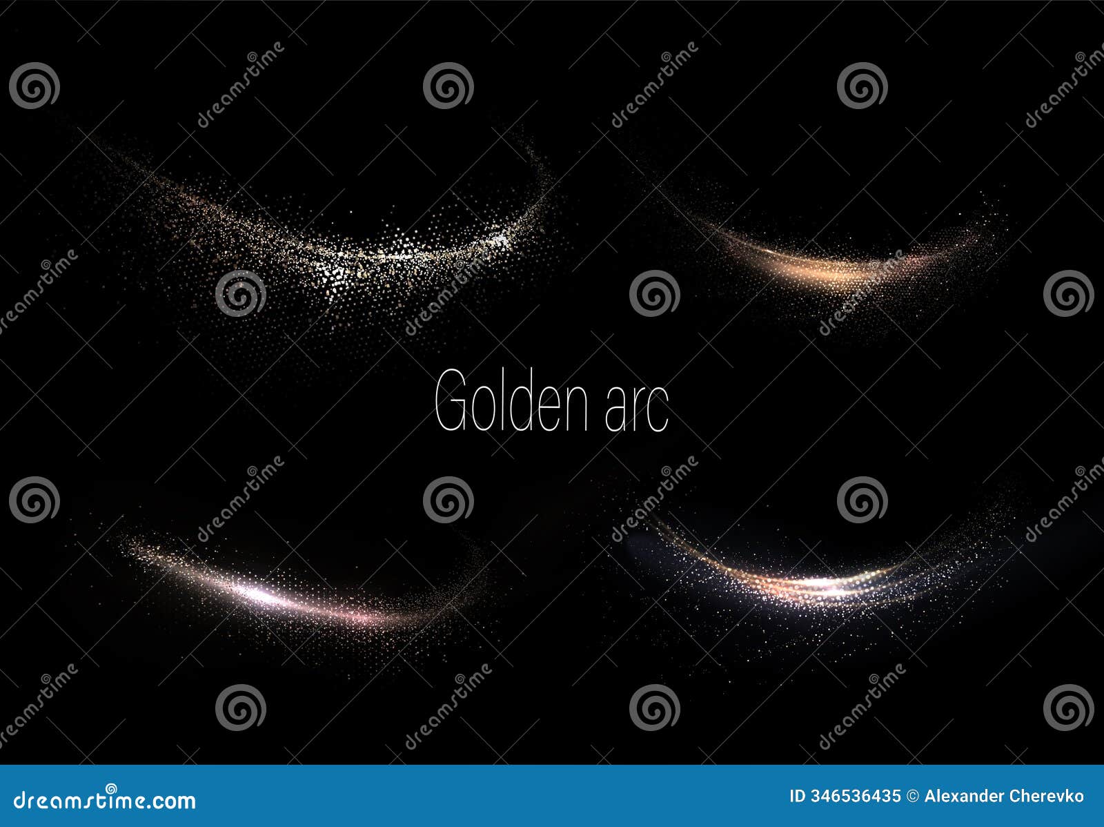 Design Element, Golden Arc on Black Background, Isolated Set Stock ...
